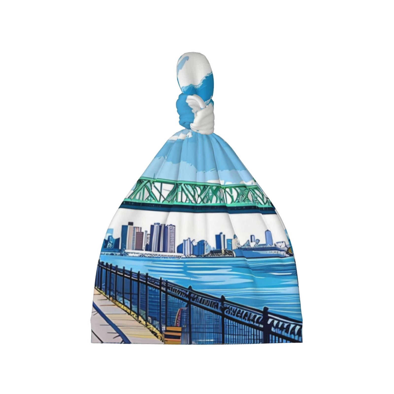 Picia Urban Riverside Clock Tower Printed Preemie Hats for Baby Girls ...