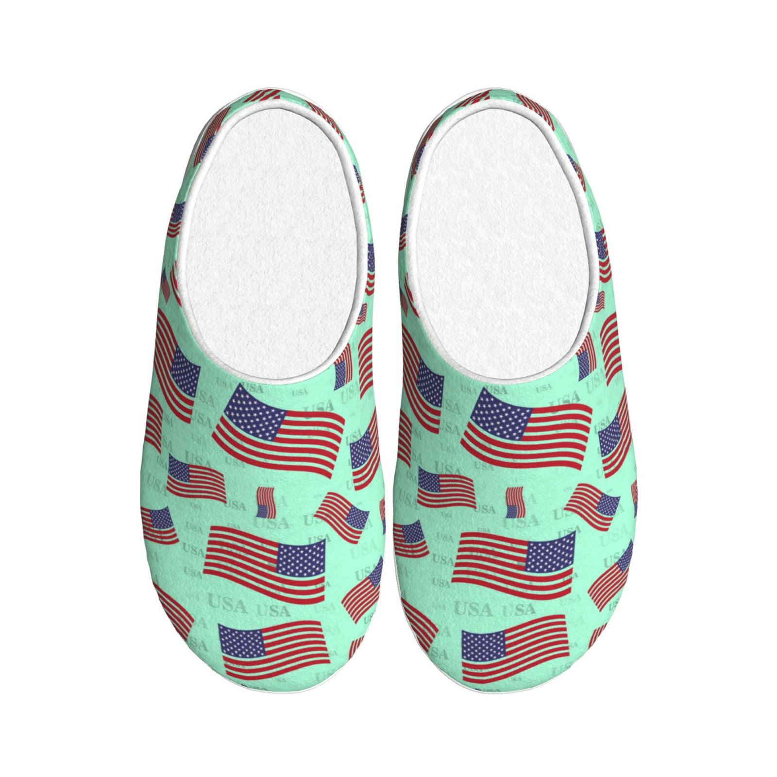 Picia Usa Flag for Women's Lamb-hug Comfy Fleece House Slippers Memory ...