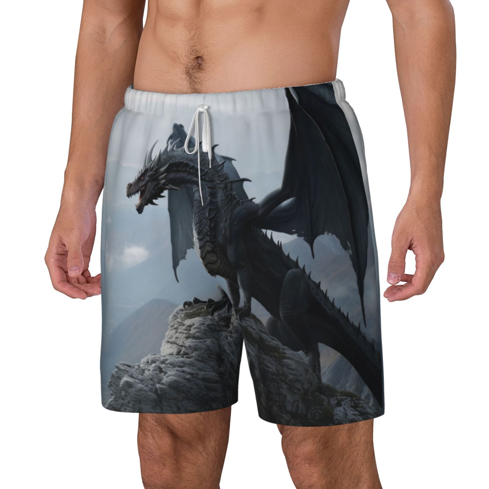 Picia Valley Gray Dragon pattern Mens Swim Trunks with Compression ...