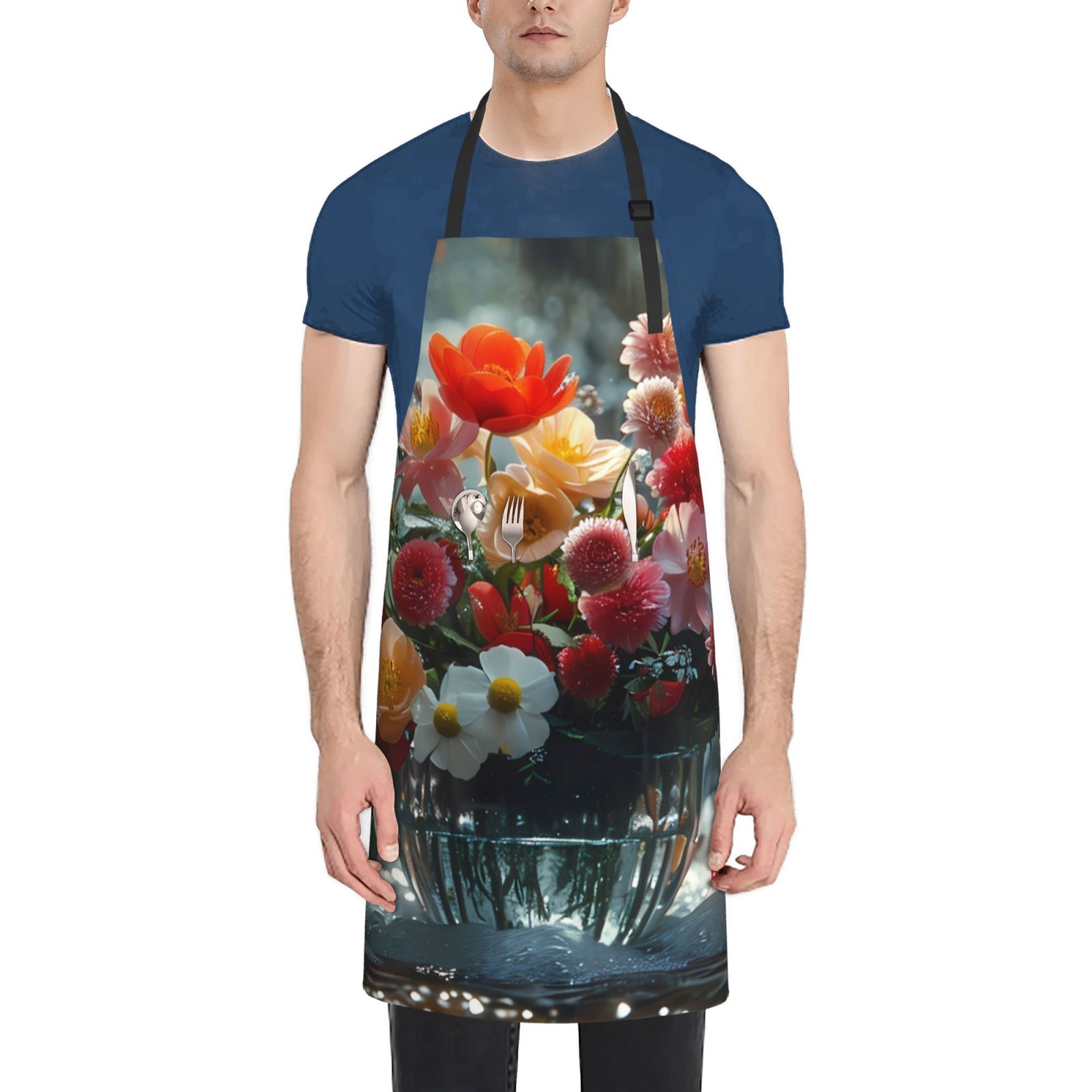 Picia Vibrant Bouquet Waterfall Waterproof Apron for Unisex Adult ...