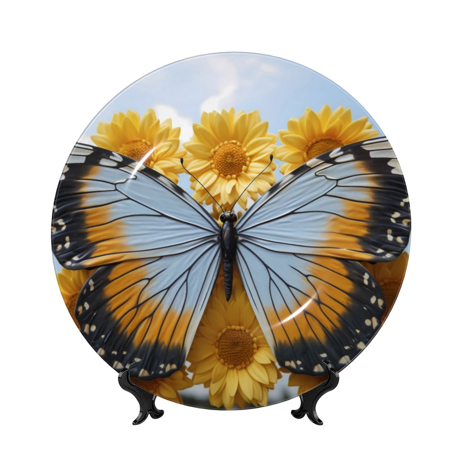 Picia Vibrant Butterfly And Sunflowers Pattern Bone China Decorative ...