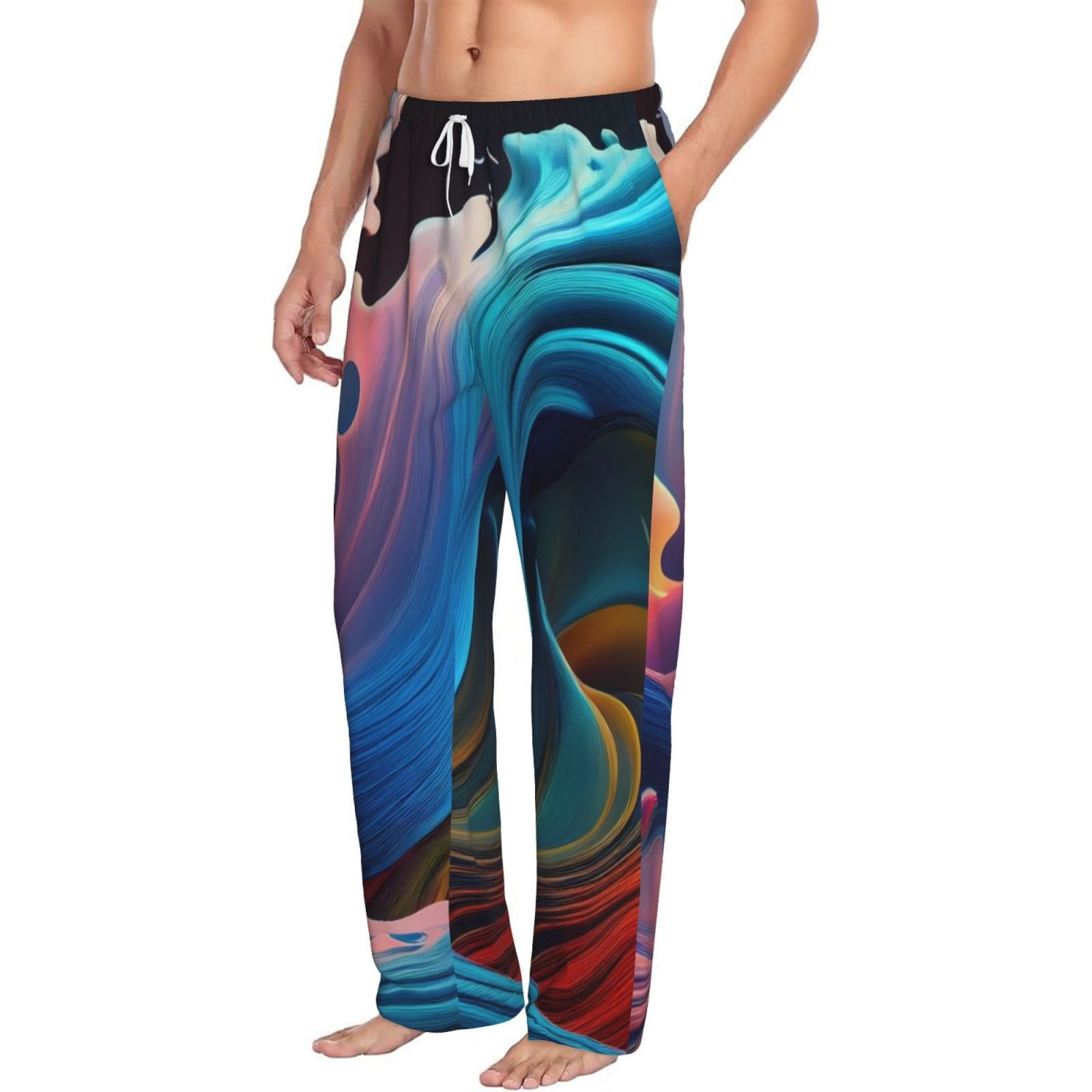 Picia Vibrant Fluid Motion Art Mens Soft Woven Cotton Elastic Waistband ...