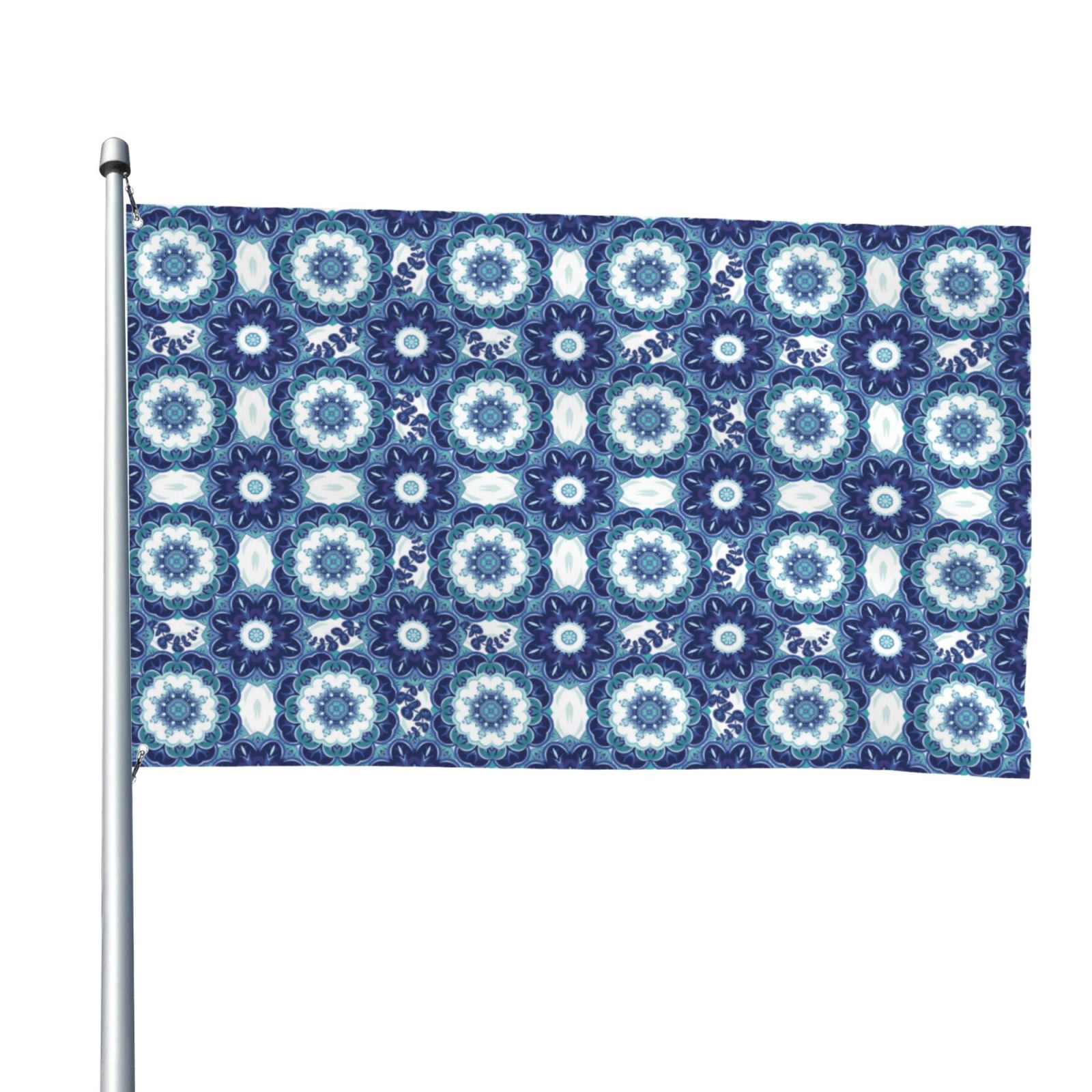 Picia Vintage Blue Printed Flag ,Vintage Blue Pattern Garden Flag ...