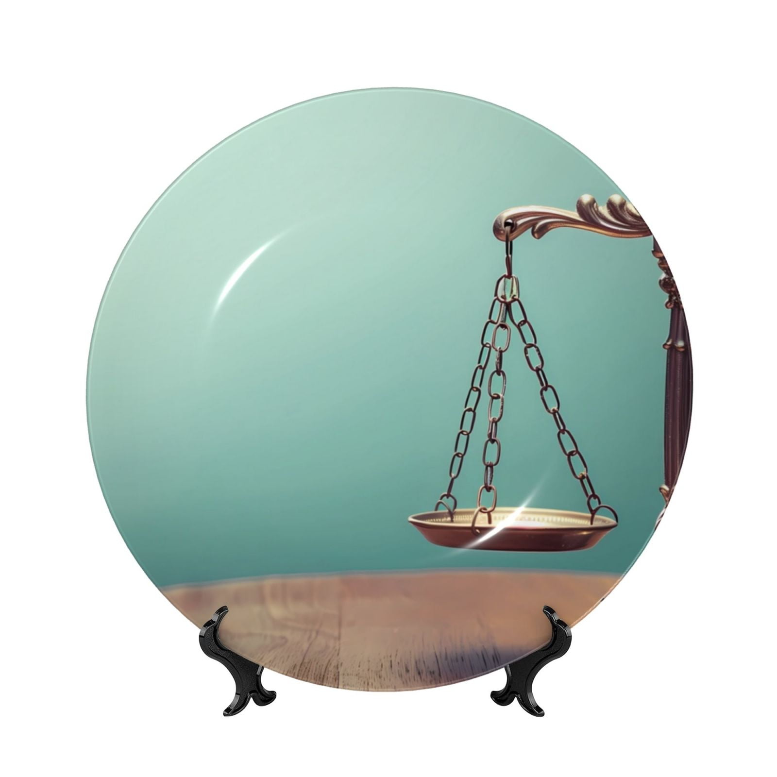 Picia Vintage Brass Balance Scale Pattern Bone China Decorative Plate ...