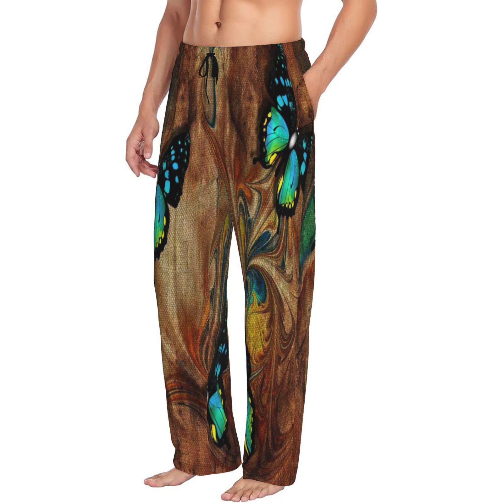 Picia Vintage Butterfly Green Mens Soft Woven Cotton Elastic Waistband ...