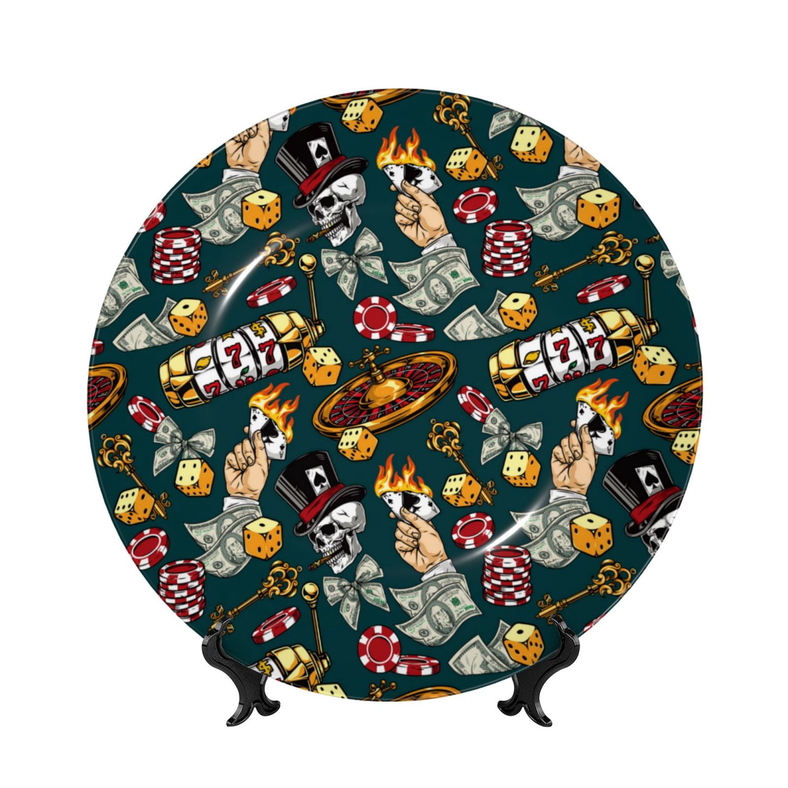 Picia Vintage Casino Chips Pattern Bone China Decorative Plate – Wall ...