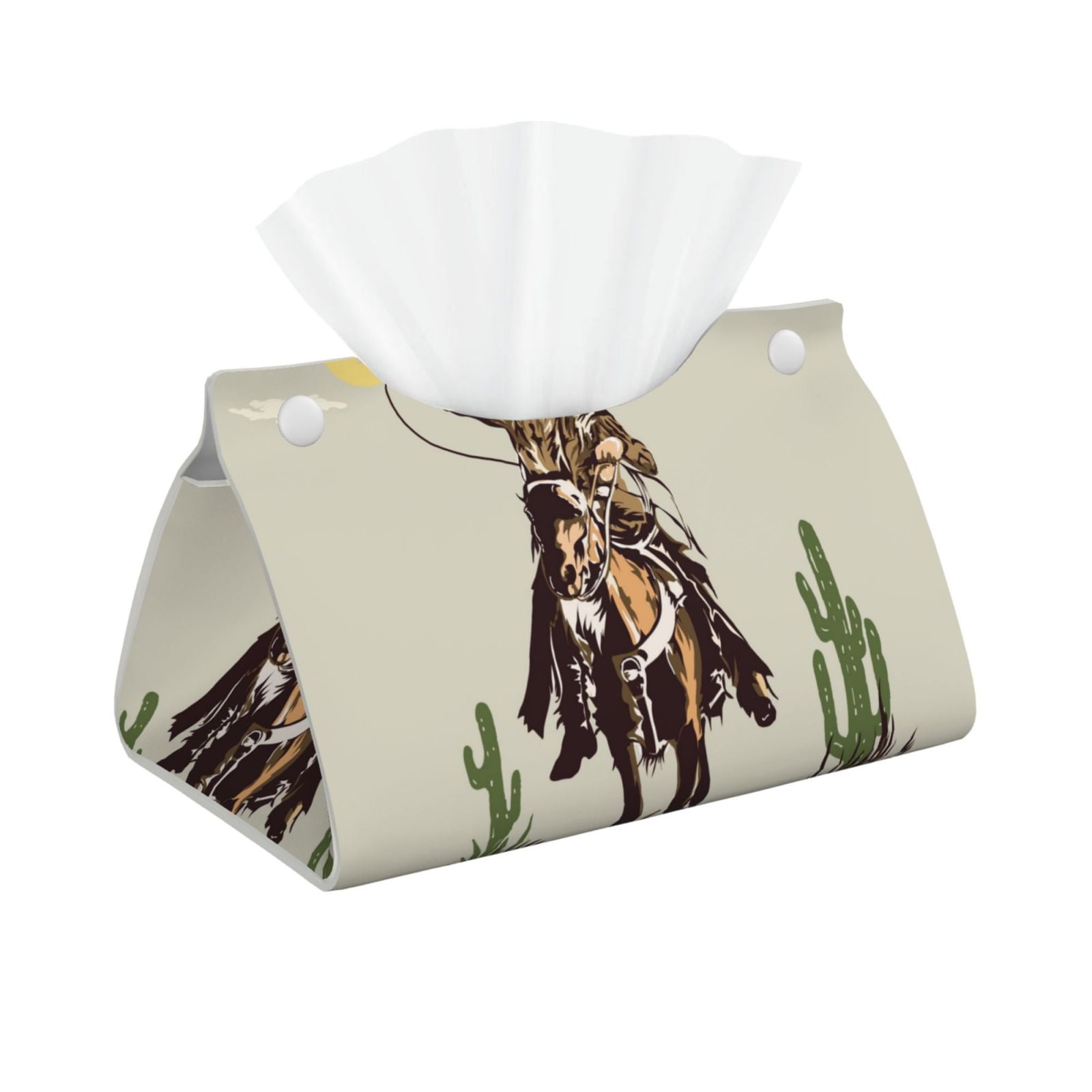 Picia Vintage Cowboy Riding Horse Pattern Long Tissue Box Cover,PVC ...