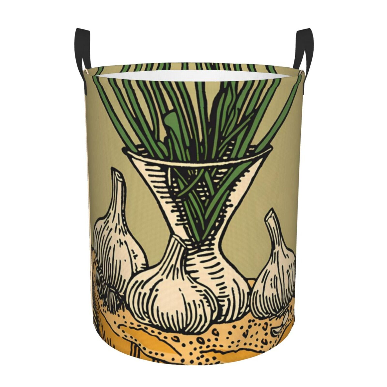 Picia Vintage Garlic Bread Illustration Pattern Large Laundry Basket ...