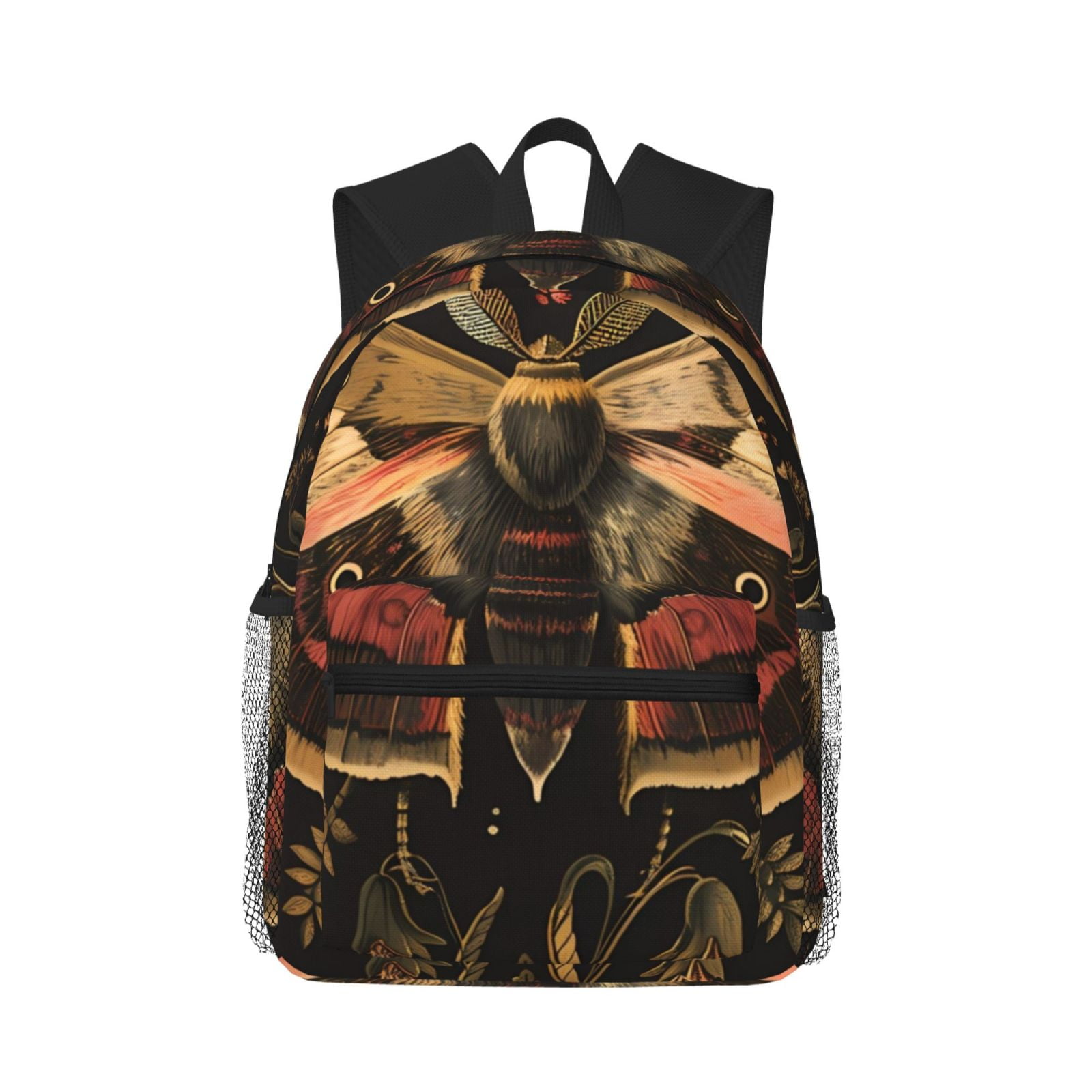Picia Vintage Moth Floral Art Large Capacity Backpack Classic Style ...