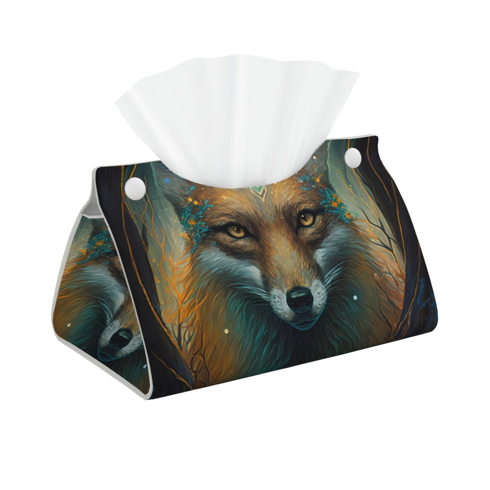 Picia Vintage Pattern Fox Pattern Long Tissue Box Cover,PVC Leather ...