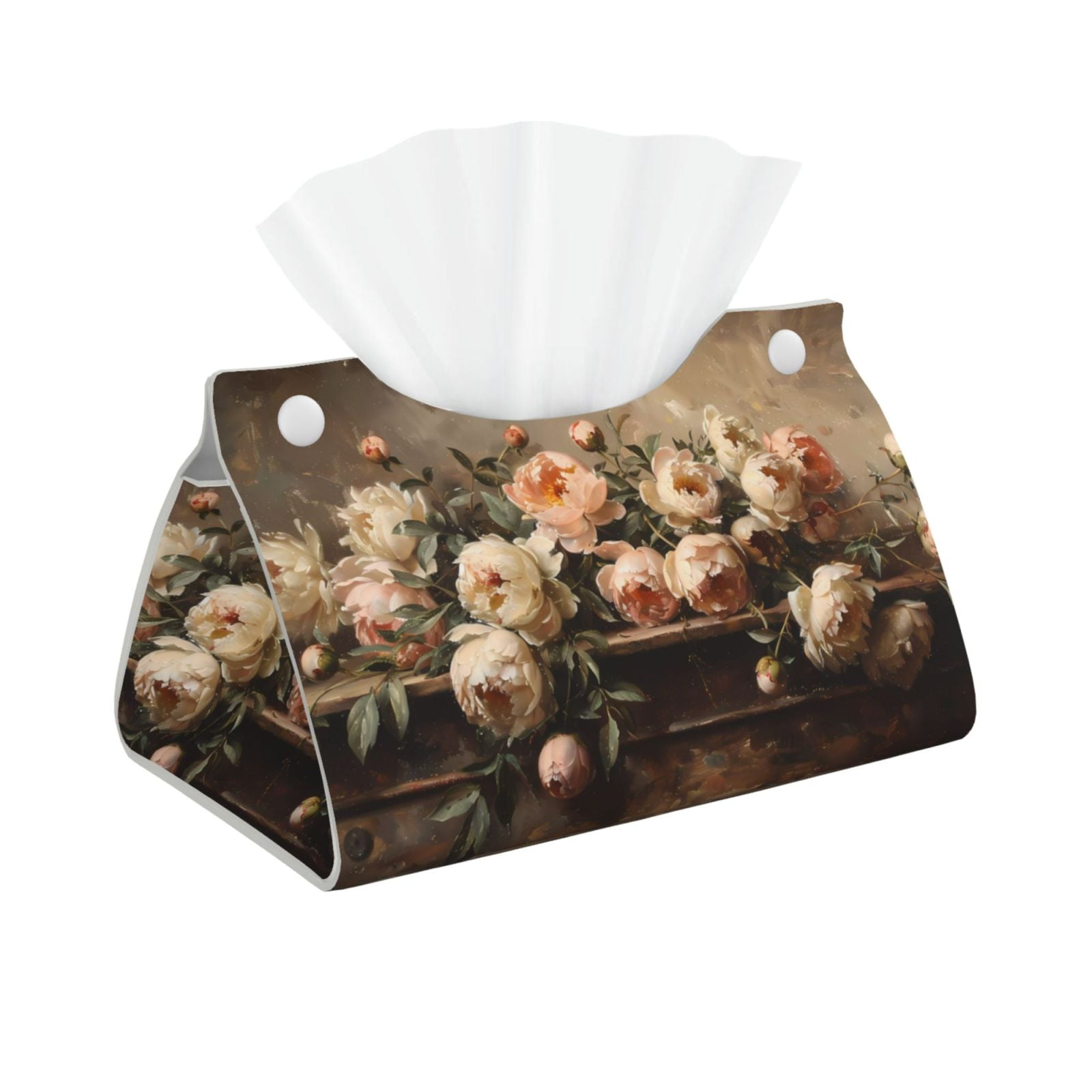 Picia Vintage Peonies Rustic Charm Pattern Long Tissue Box Cover,PVC ...
