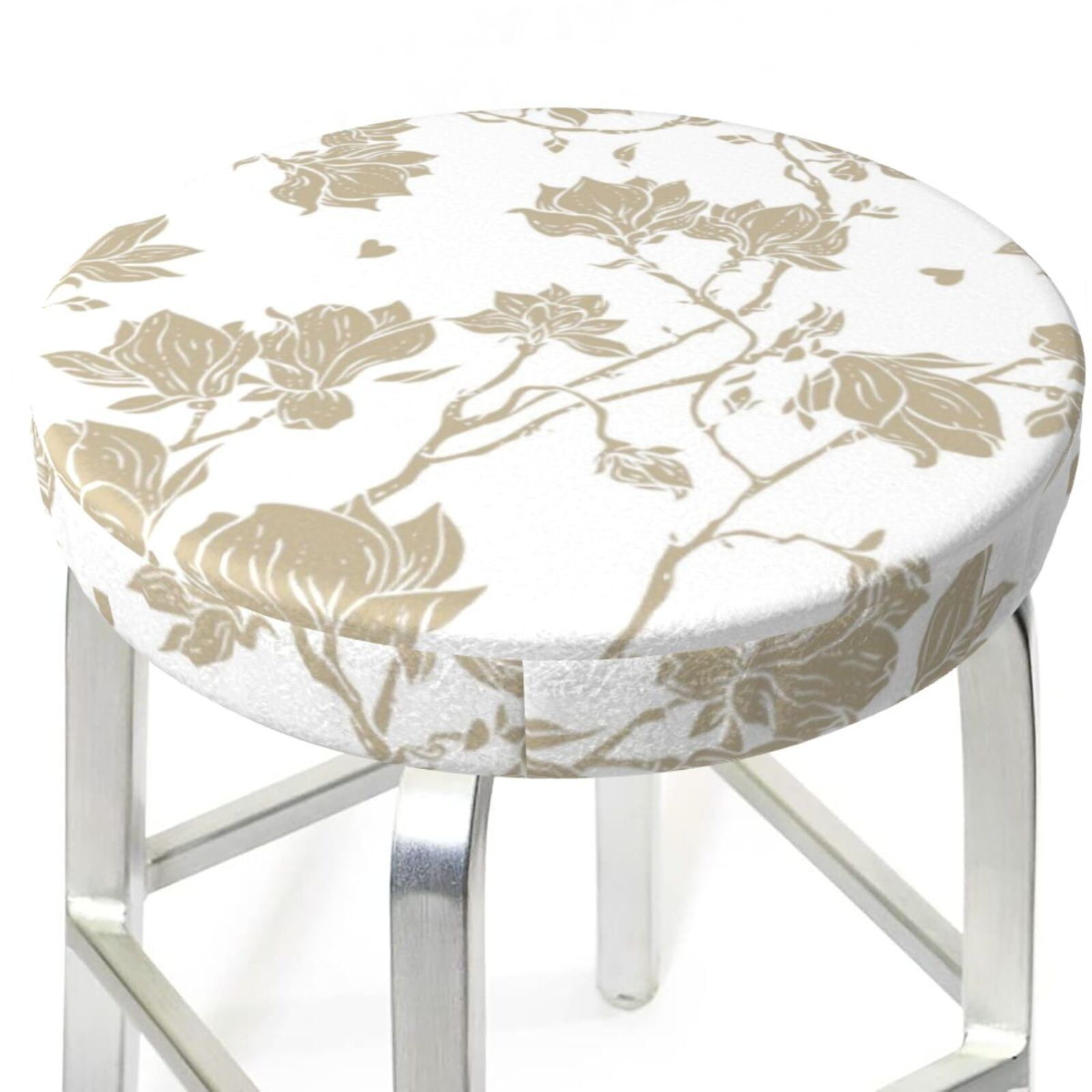 Picia Vintage Stylized White Color pattern Round Stool Covers Comfy ...