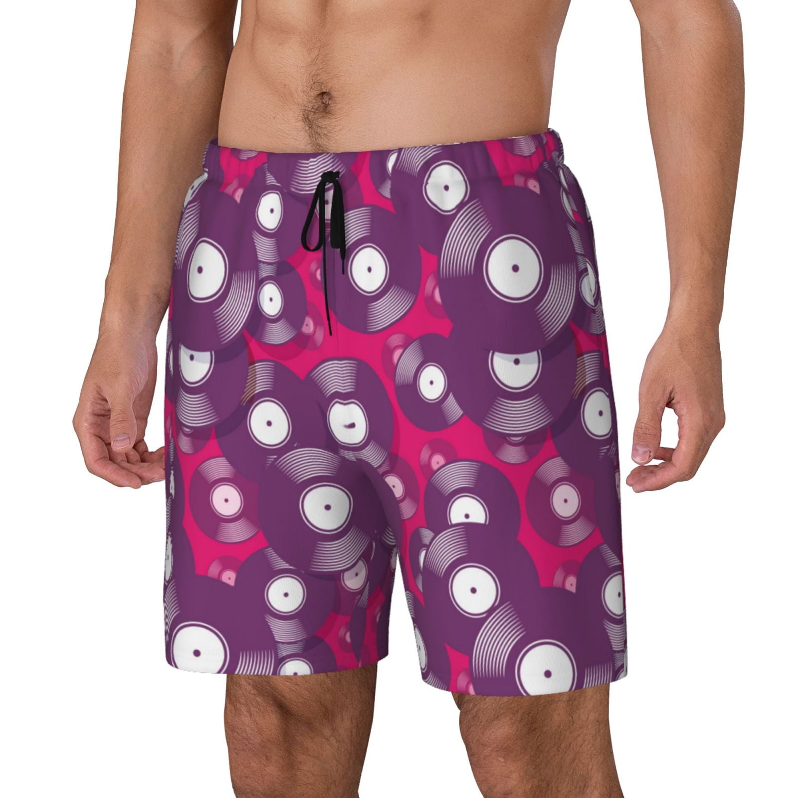 Picia Vintage Vinyl Record pattern Mens Swim Trunks with Compression ...