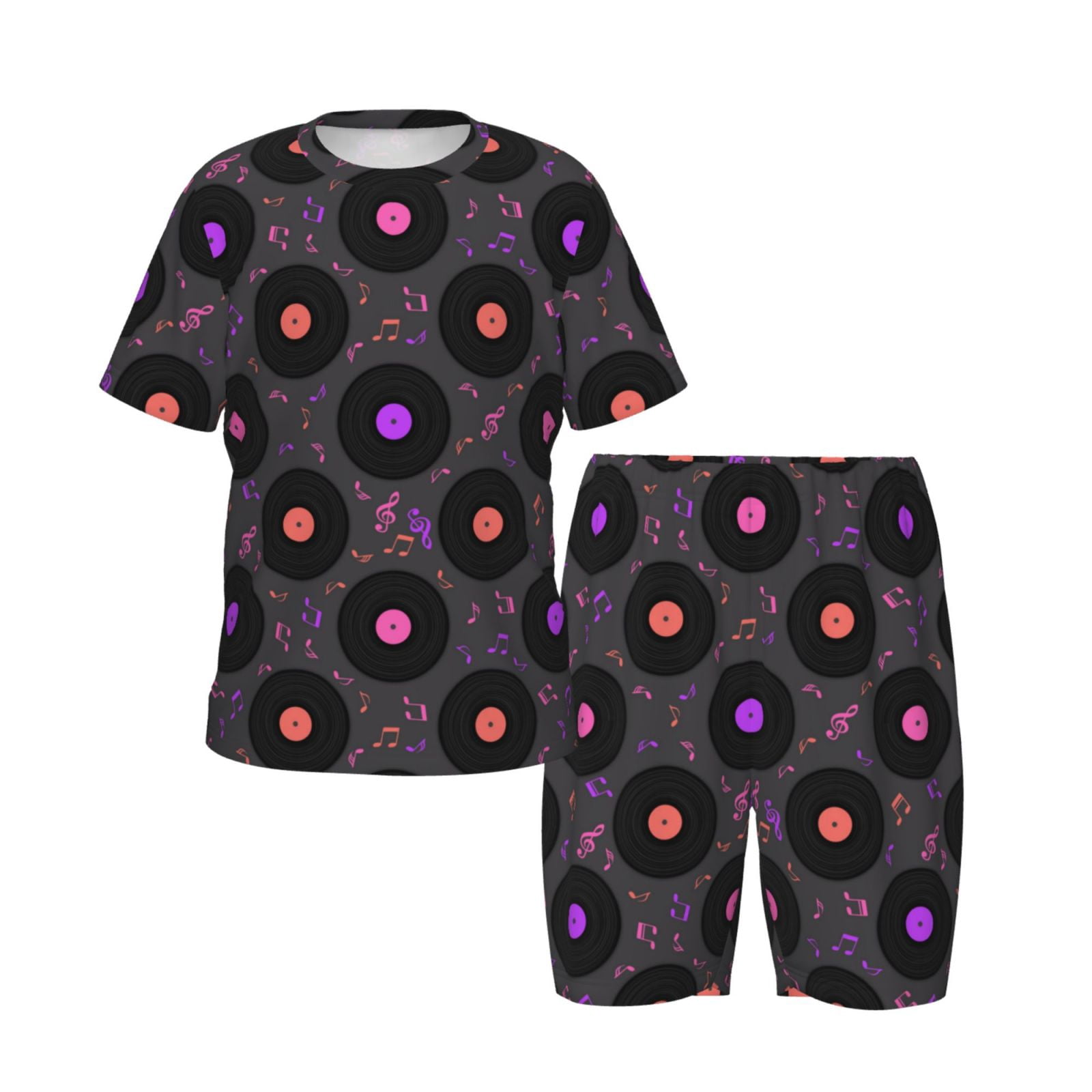 Picia Vinyl Records Musical Notes Printed Boys' Kids-PJ Snug Fit Cotton ...