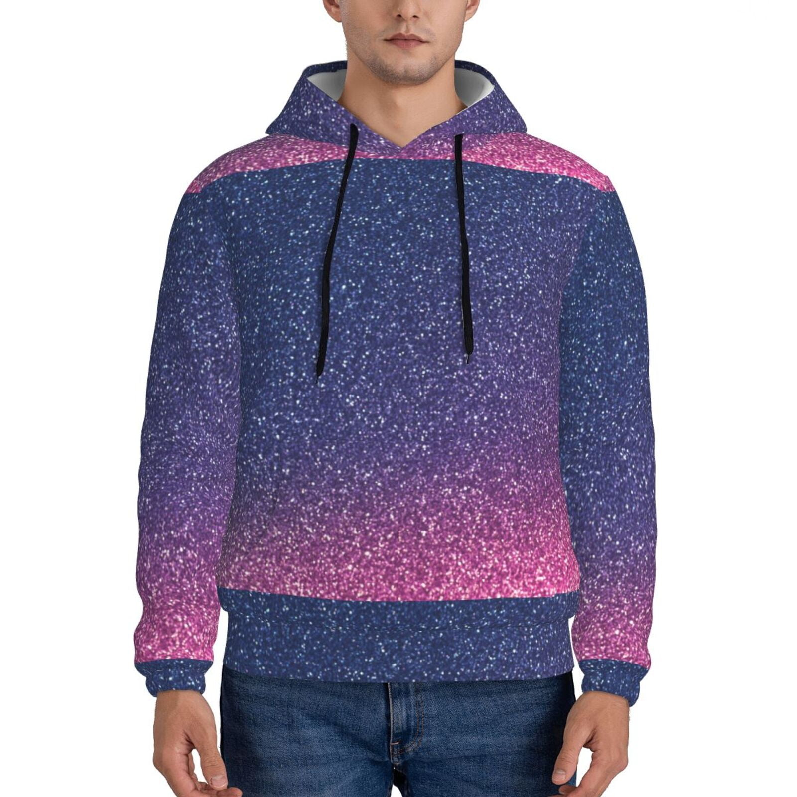 Picia Violet Glitter Pattern Casual Men's Hoodie - Lightweight Hooded ...