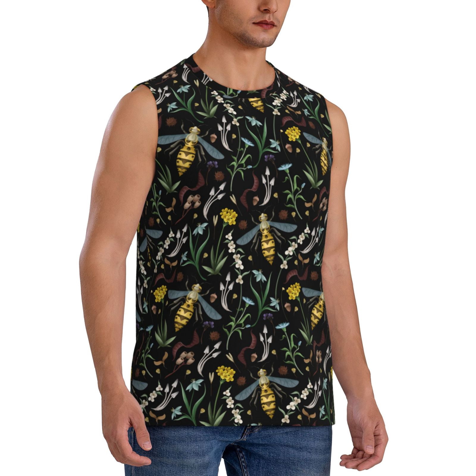 Picia Wasp and Florals mens Cotton Tank Undershirts , Moisture-wicking ...