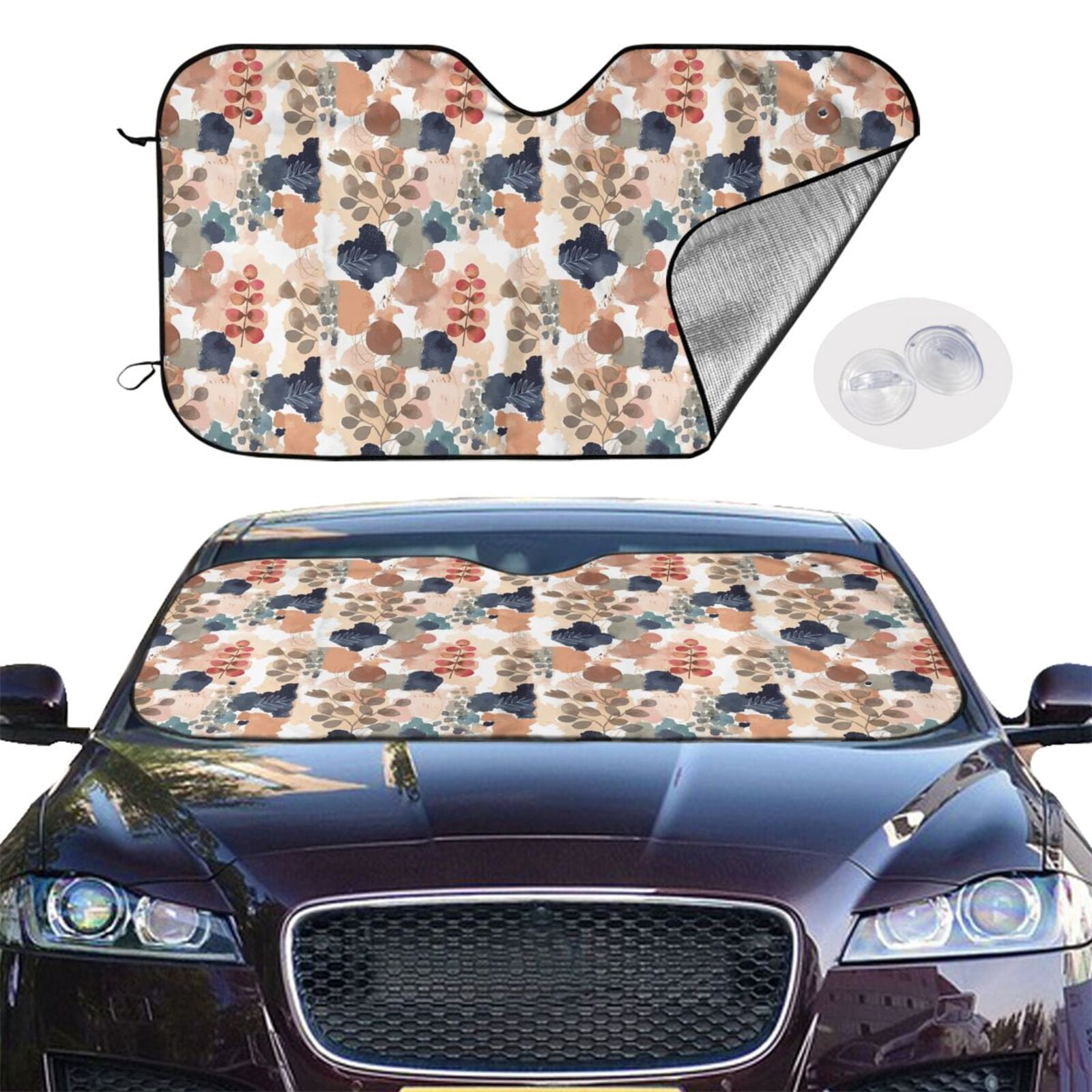 Picia Watercolor Plants Curved Windshield Sunshade Accordion Folding ...