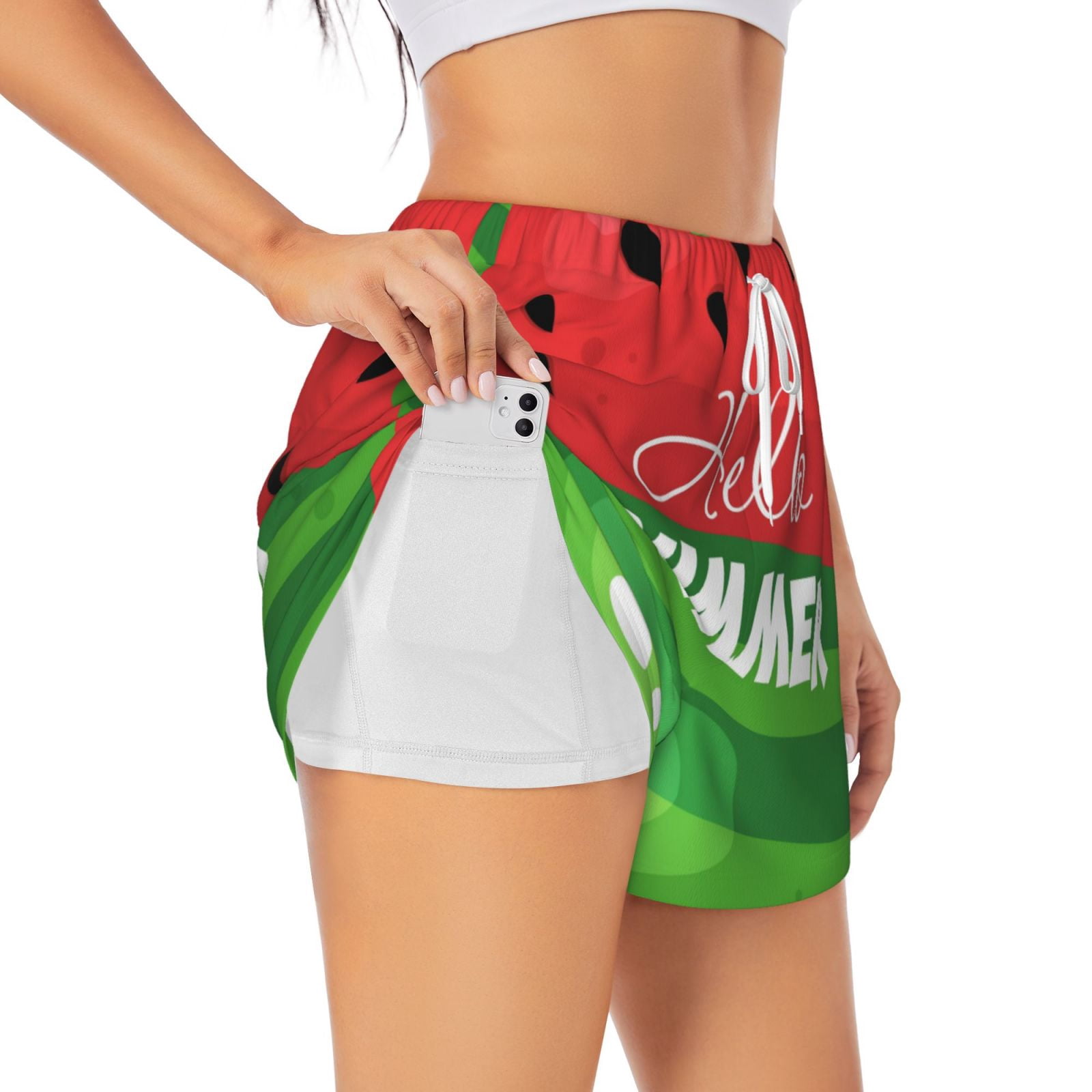 Picia Watermelon Hello Summer Pattern Women's 2 in 1 Athletic Running ...
