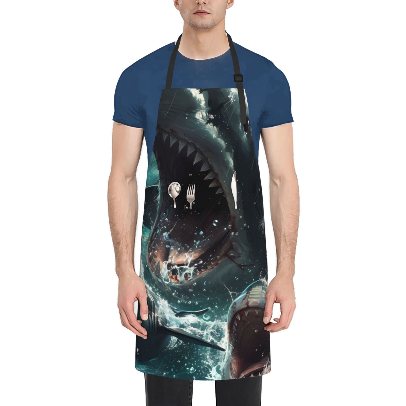 Picia Wave Ocean Animal Shark Waterproof Apron for Unisex Adult ...