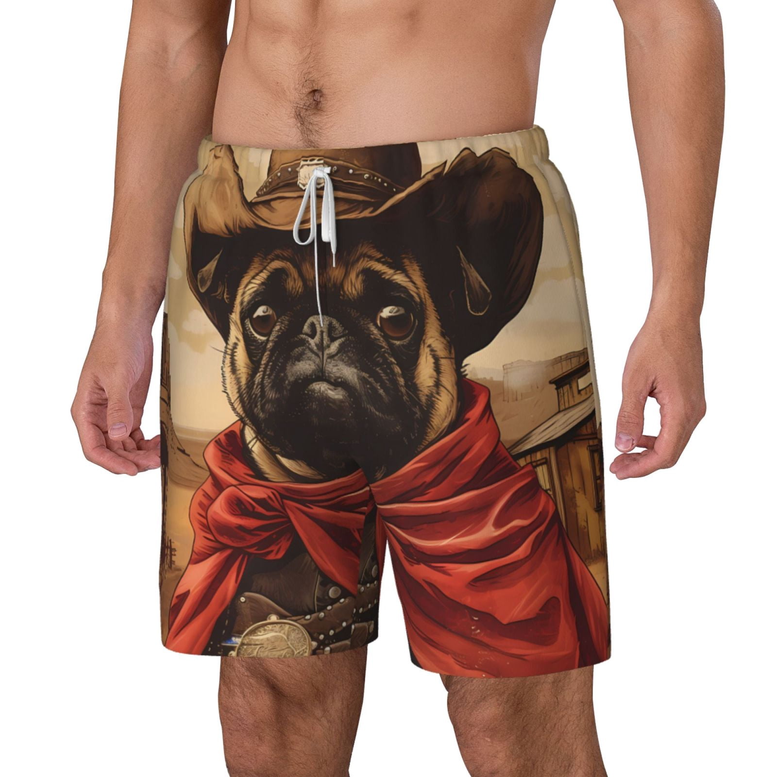 Picia Western French Bulldog Cowboy pattern Mens Swim Trunks with ...