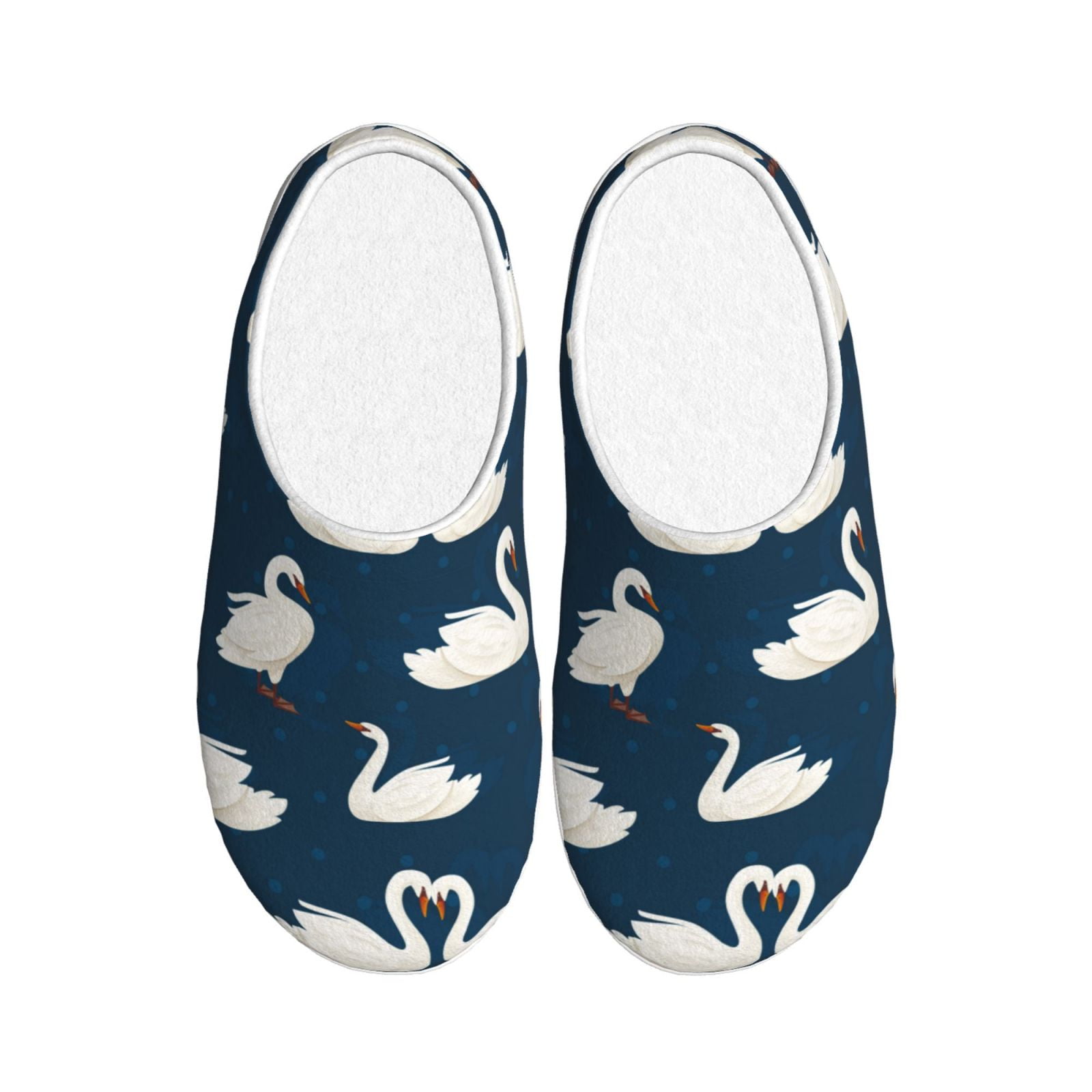 Picia White Swam for Women's Lamb-hug Comfy Fleece House Slippers ...