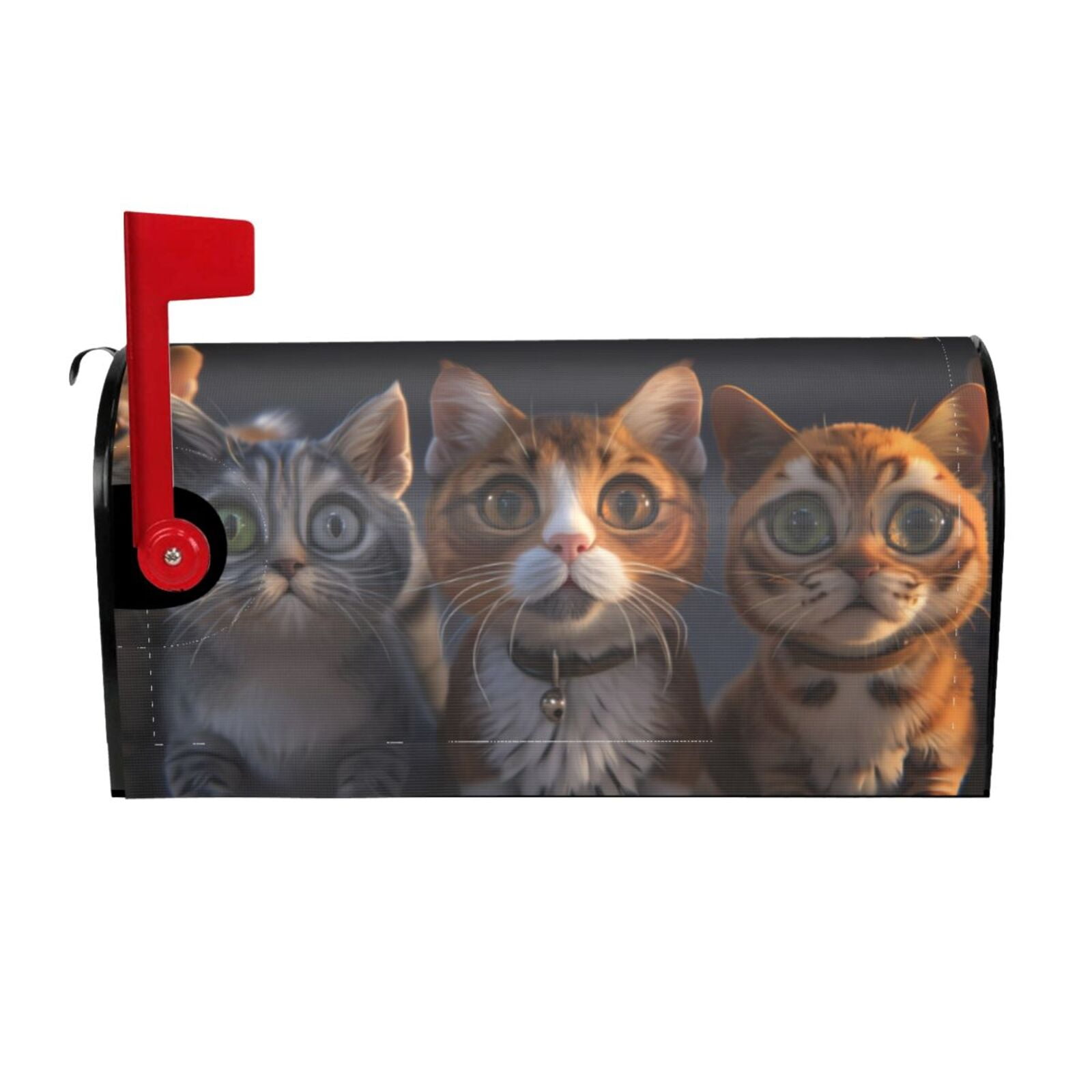 Picia Wide Eyed Cartoon Cats Magnetic Mailbox Cover Standard Size-25 ...