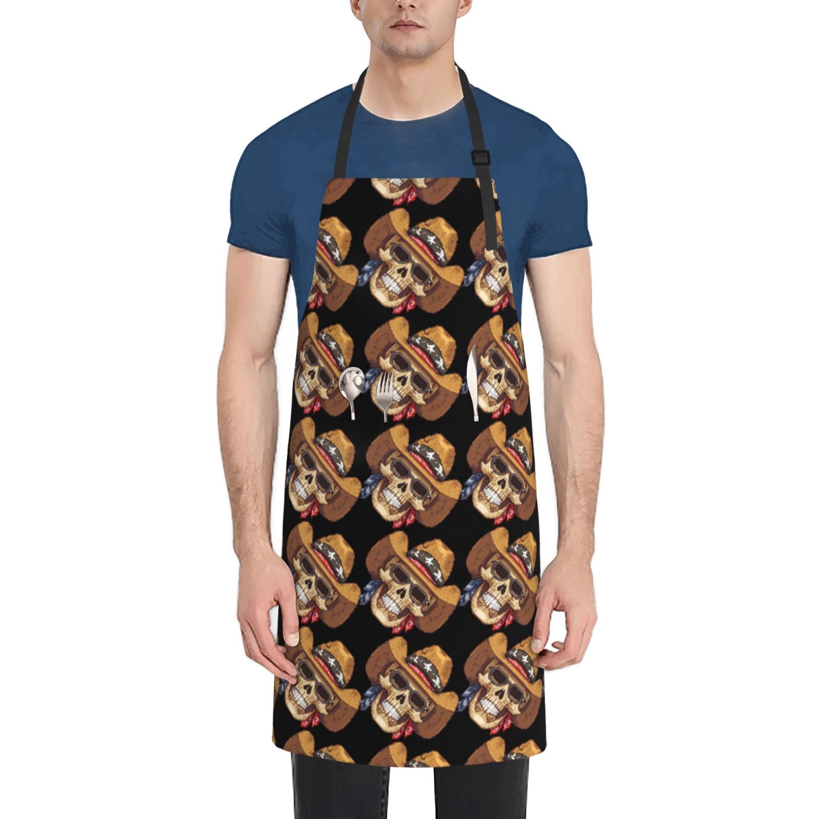 Picia Wild West Cowboy Skull Waterproof Apron for Unisex Adult ...
