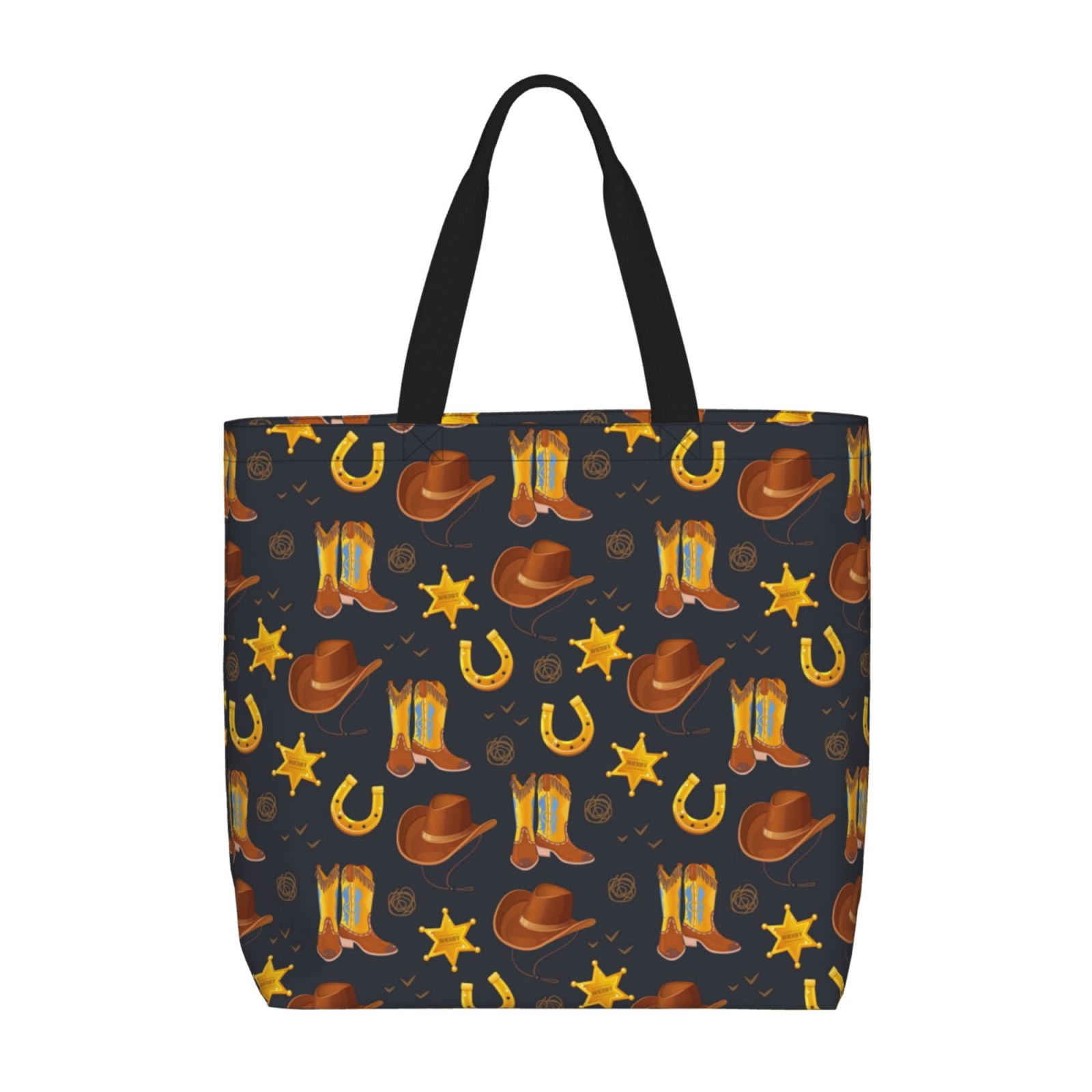 Picia Wild West Golden Horseshoe for Tote Bag for Women with Zipper ...