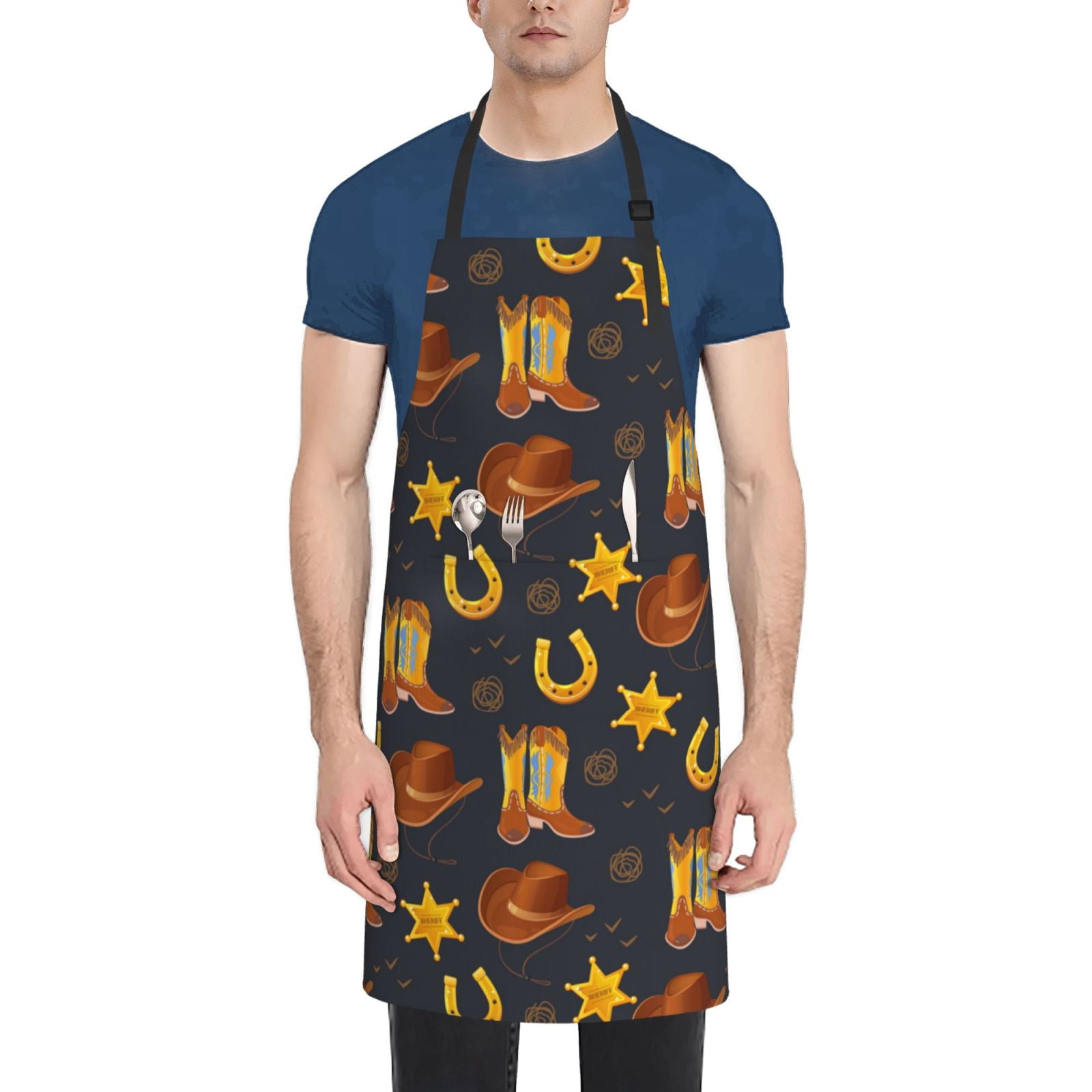 Picia Wild West Golden Horseshoe Waterproof Apron for Unisex Adult ...