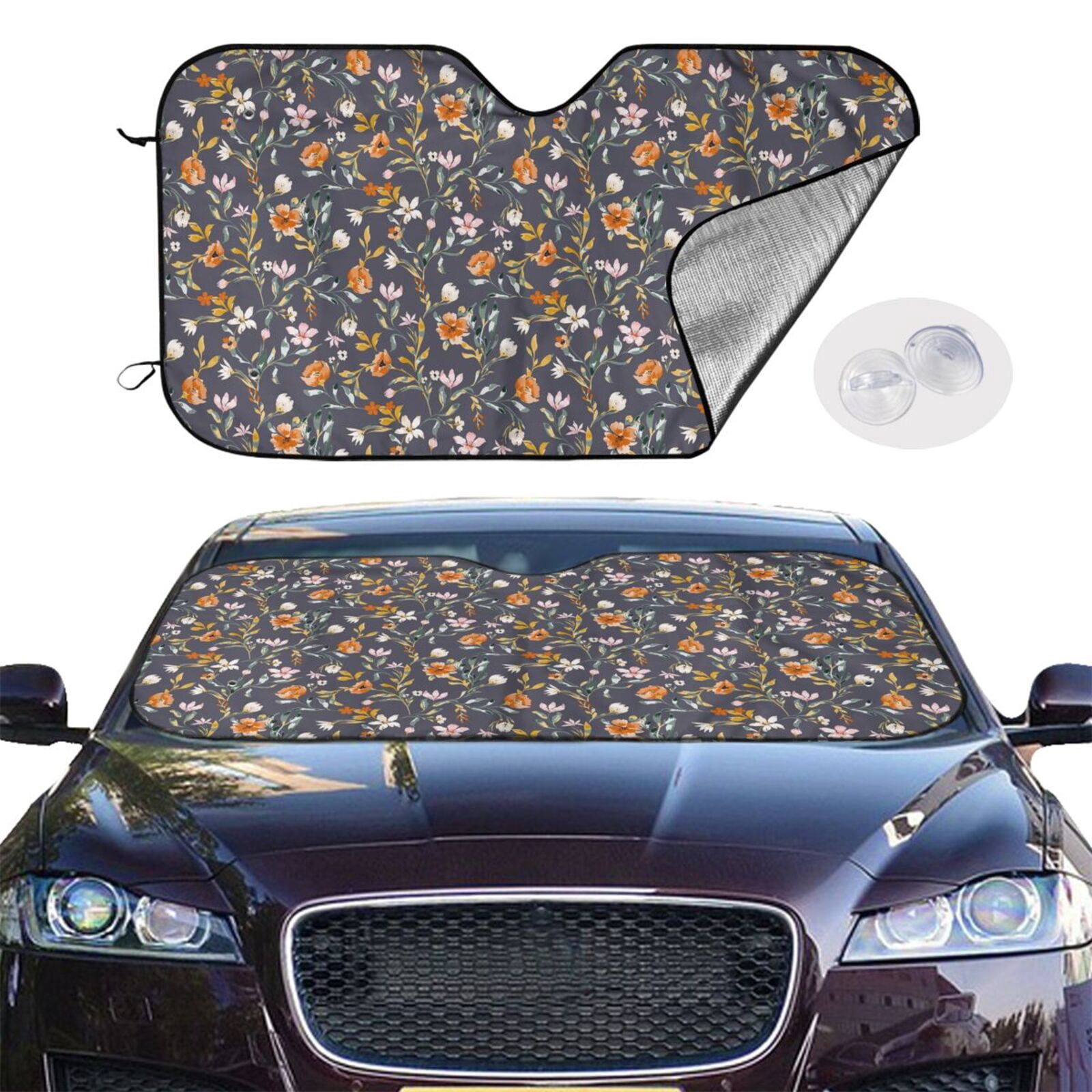 Picia Wildflowers Curved Windshield Sunshade Accordion Folding Style ...
