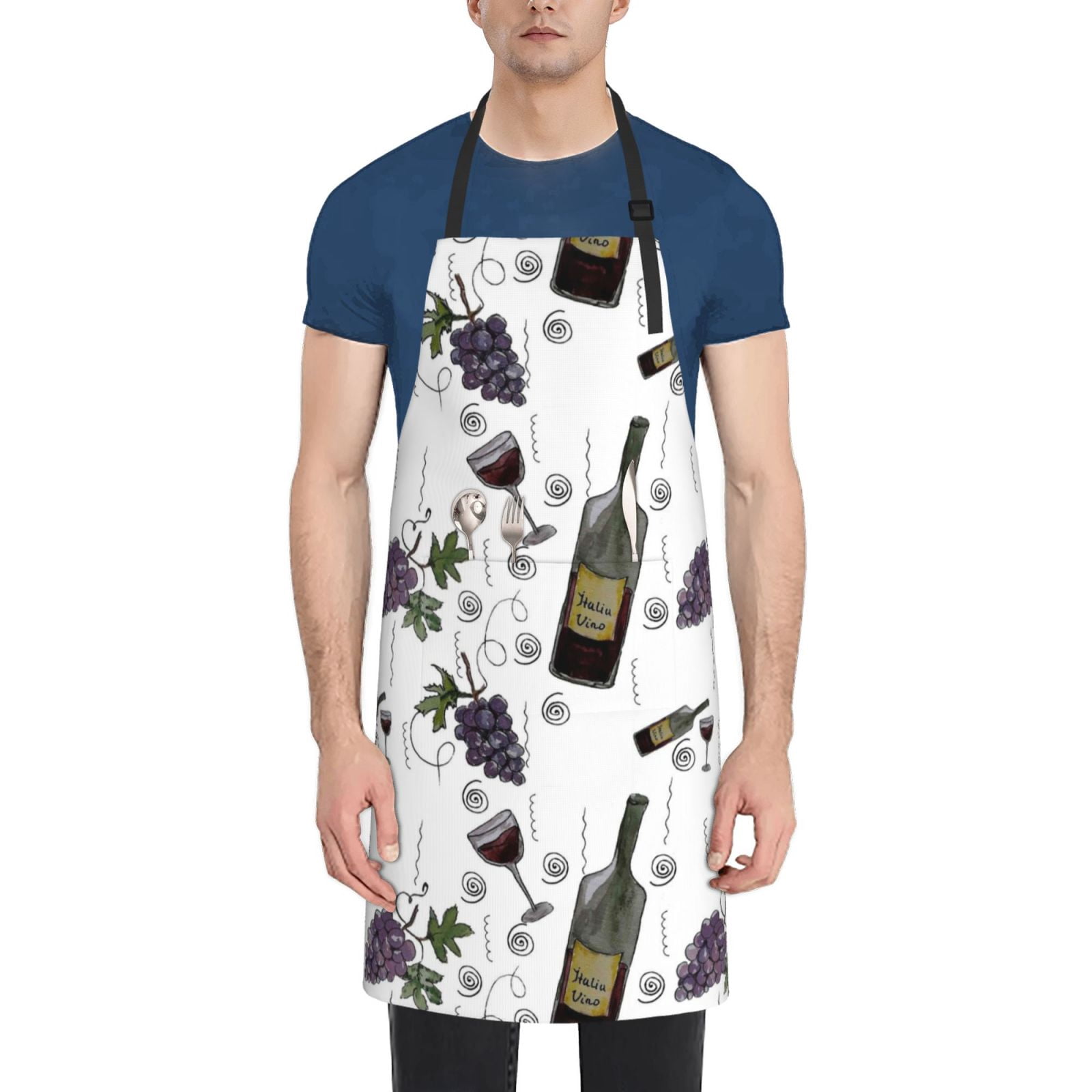 Picia Wine Bottles And Grapes Waterproof Apron for Unisex Adult ...