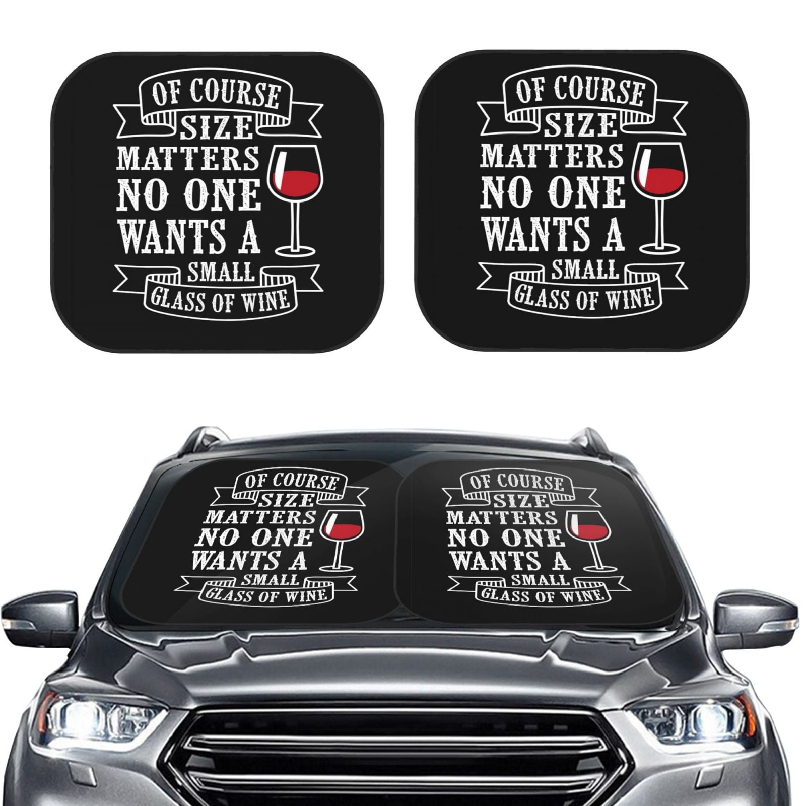 Picia Wine Funny 2 Piece Car Windshield Sun Shade Foldable | Foldable ...