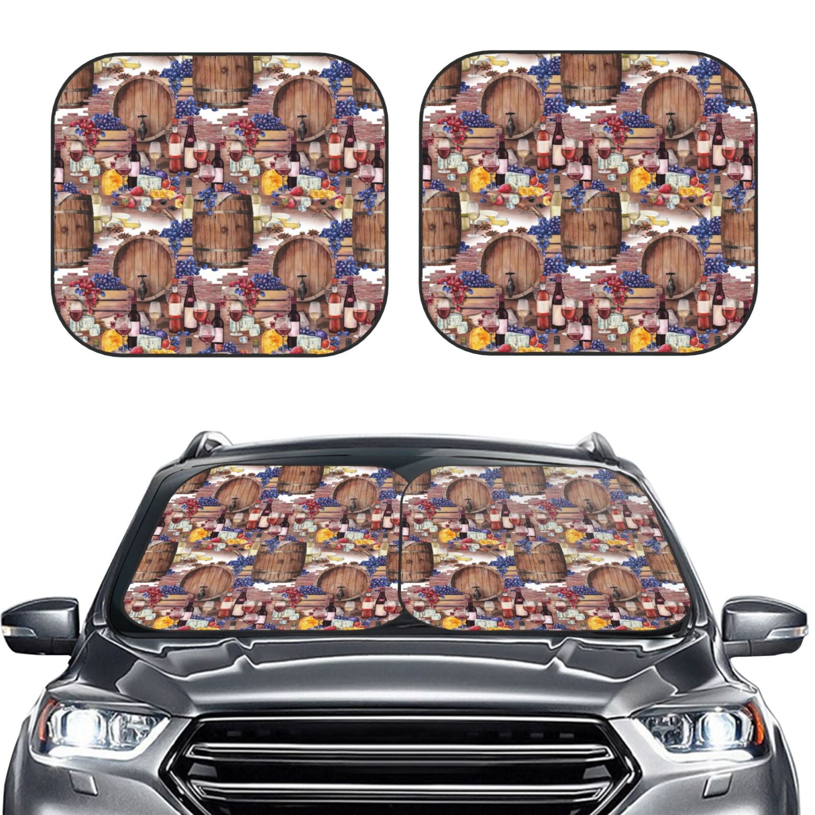 Picia Wines 2 Piece Car Windshield Sun Shade Foldable | Foldable Sun ...