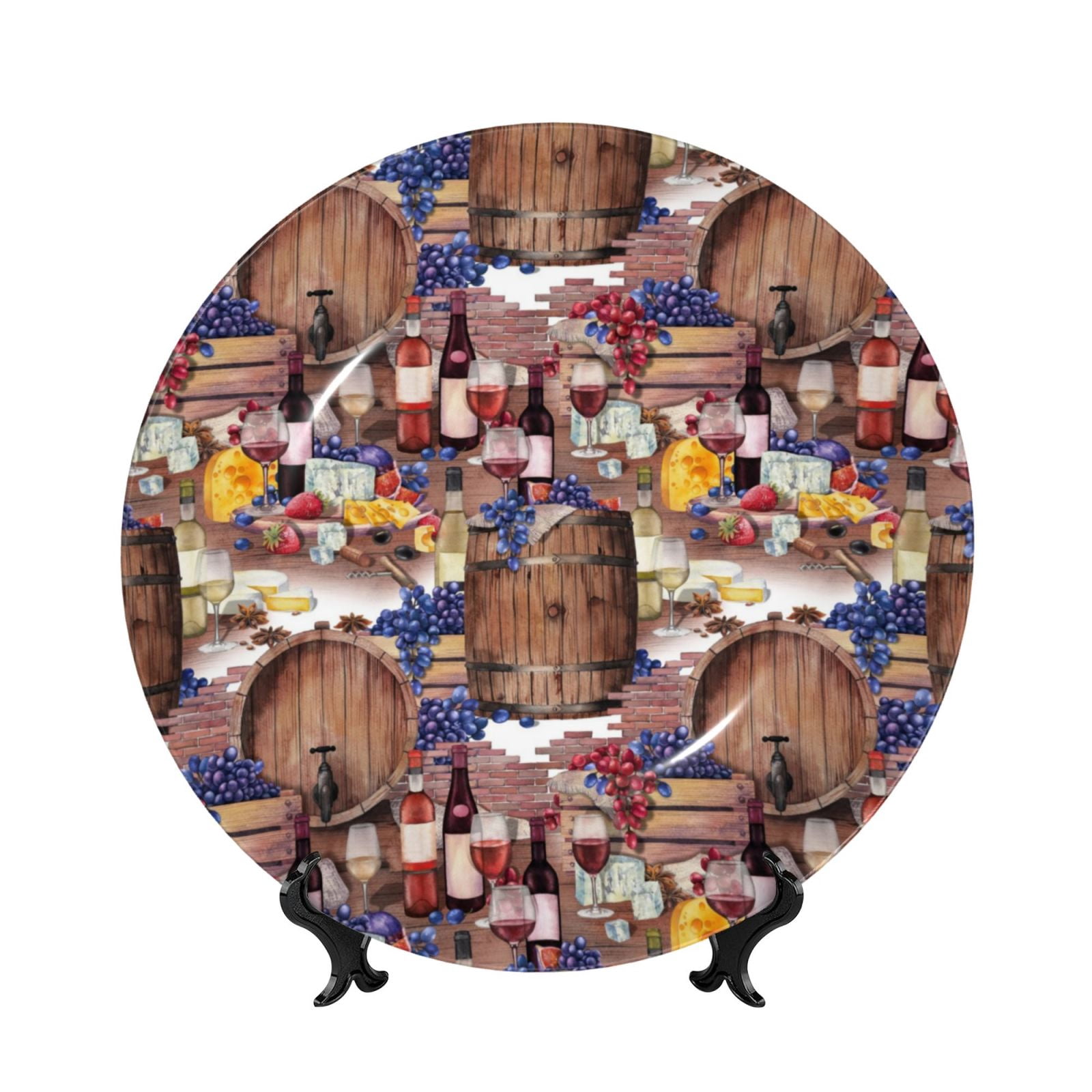 Picia Wines Pattern Bone China Decorative Plate – Wall Decor with Stand ...