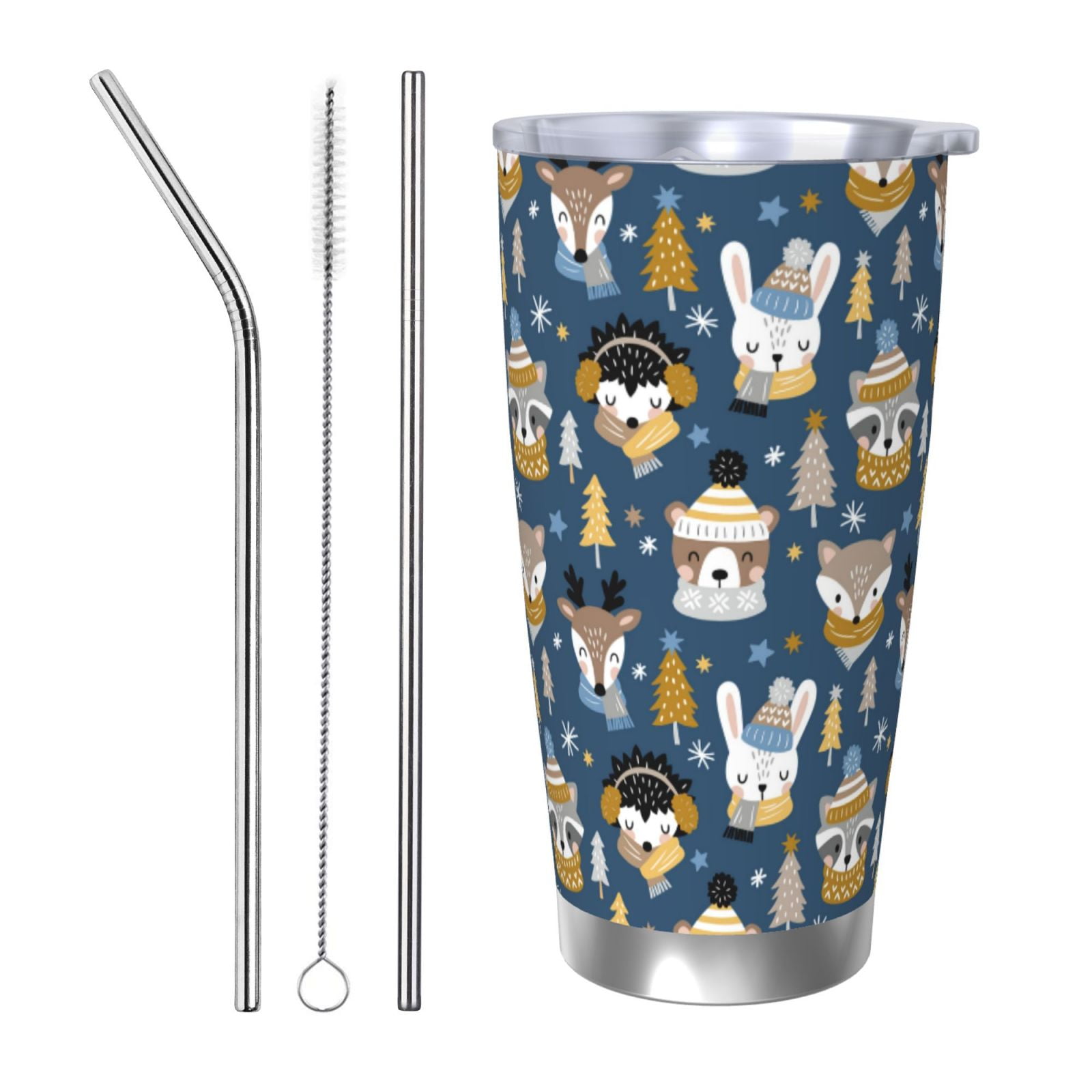 Picia Winter Animal Friends Pattern 20 oz Tumbler Stainless Steel ...