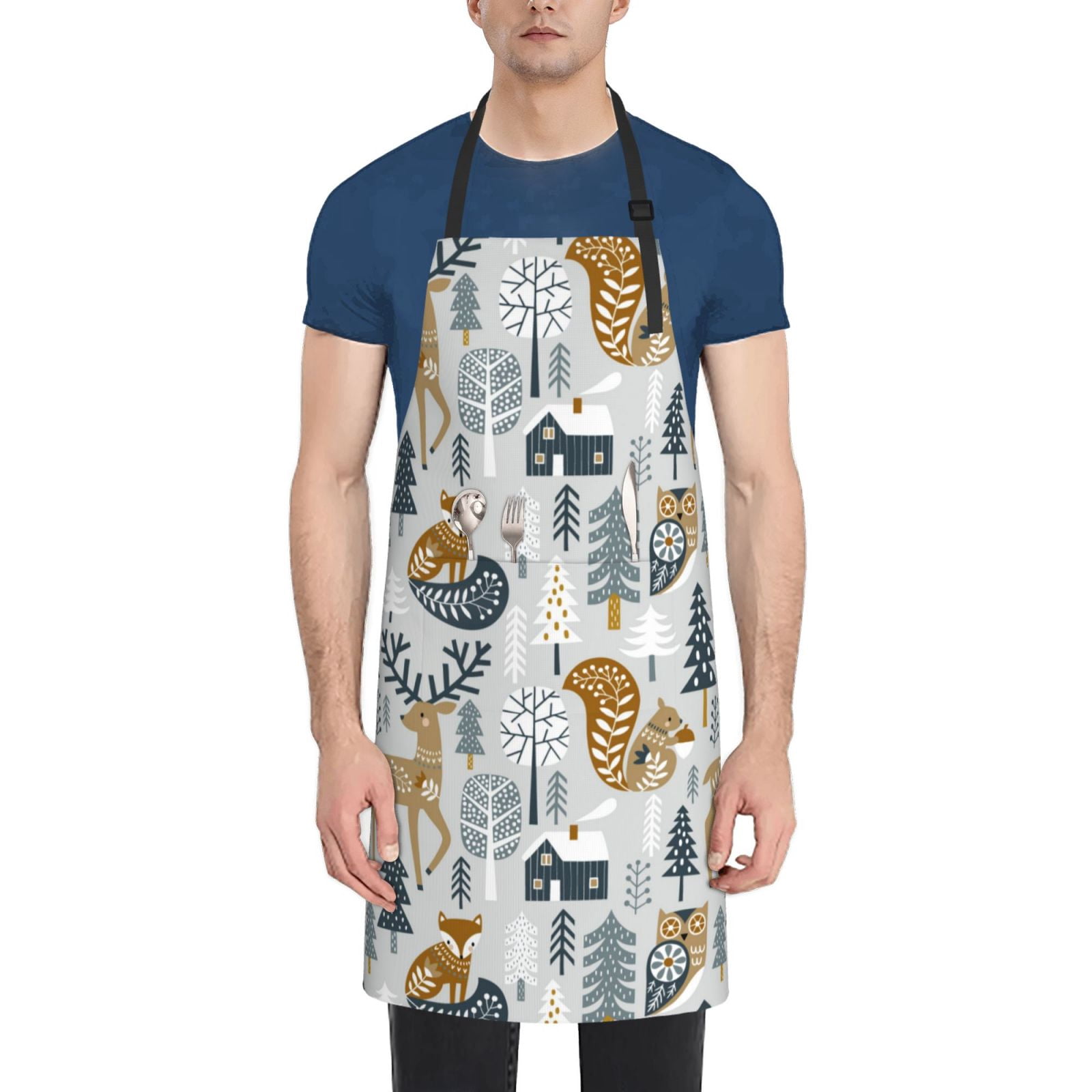 Picia Winter Forest Animals Waterproof Apron for Unisex Adult ...