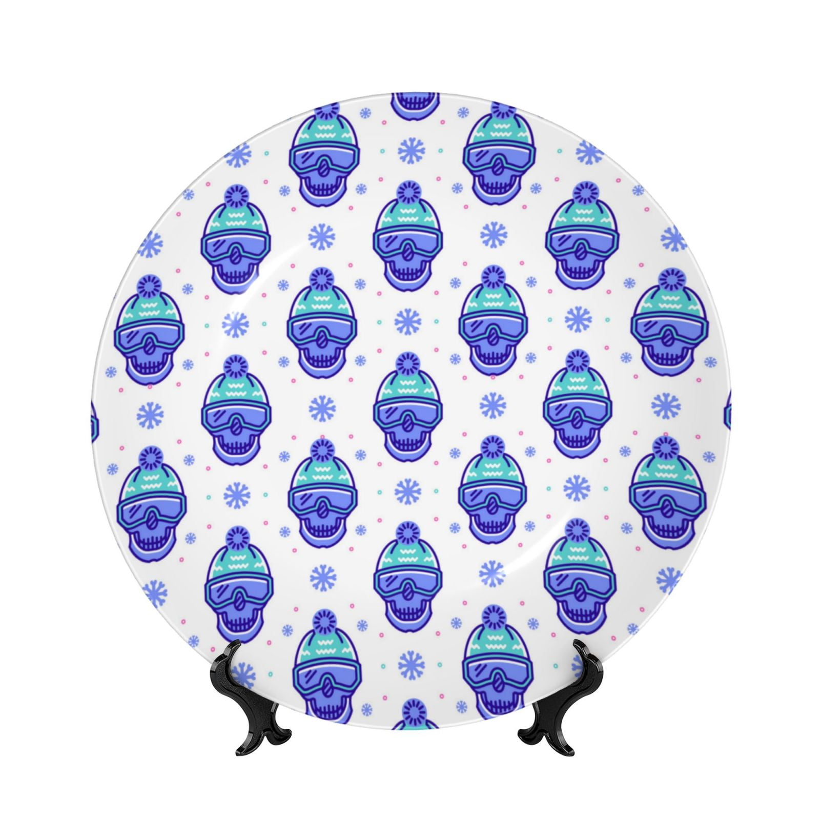 Picia Winter Snowflake Skiing Skull Pattern Bone China Decorative Plate ...