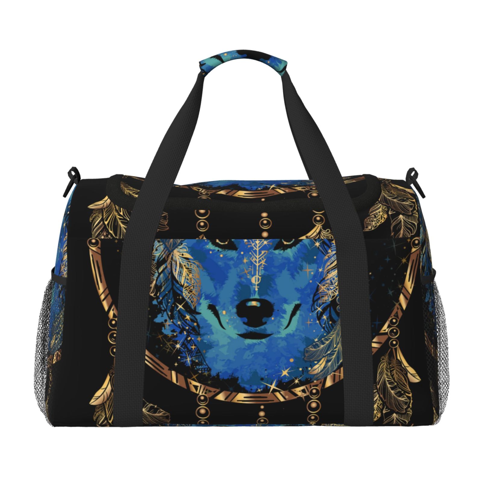 Picia Wolf Head And Dreamcatcher Print Travel Duffle Bag,Weekender Bags ...