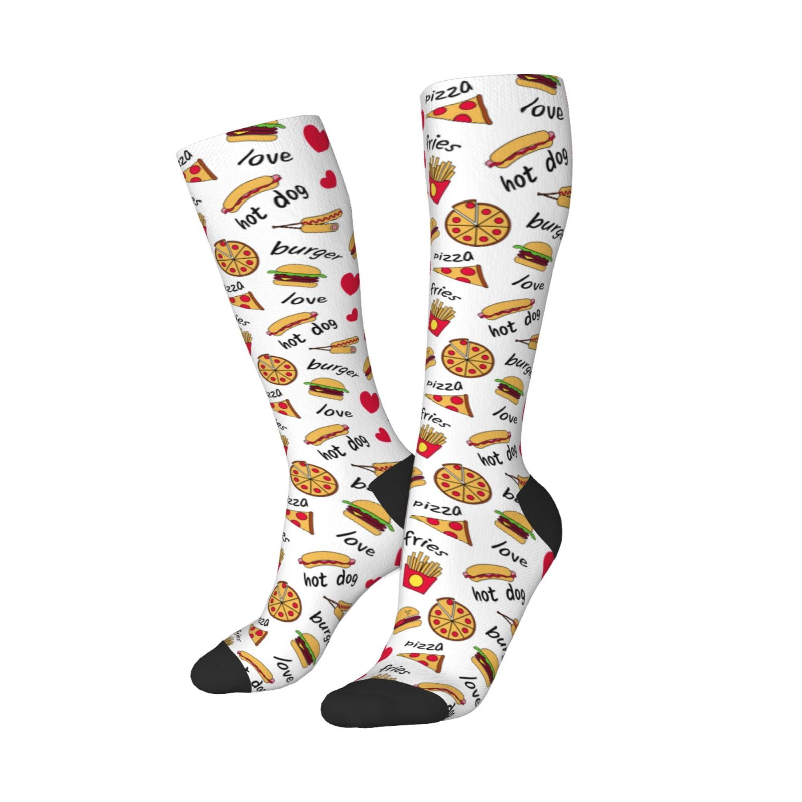 Picia Women Crew Soft Moisture-wicking Socks Fast Food Pattern Design ...