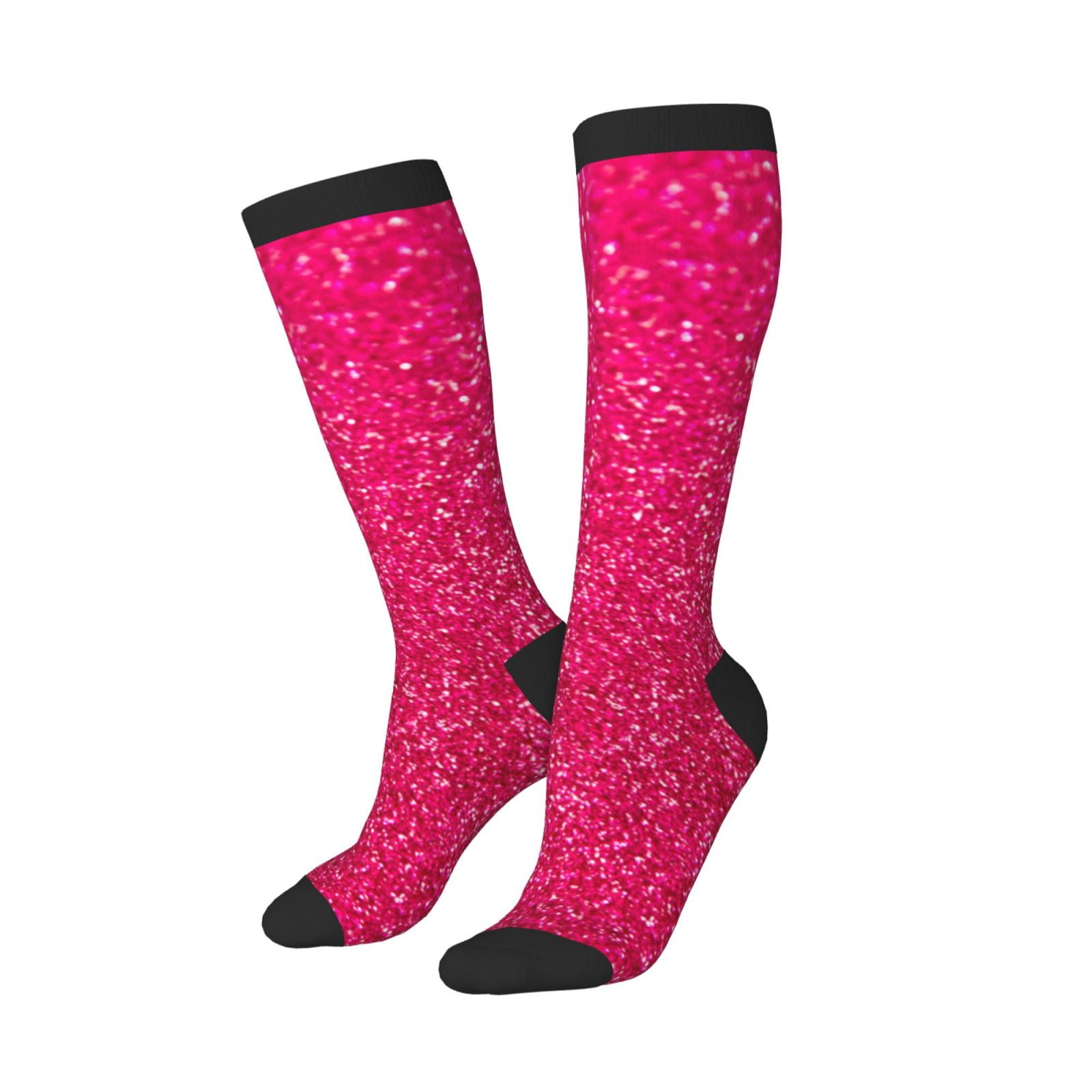 Picia Women Crew Soft Moisture-wicking Socks Rose Red Glitter Pattern ...