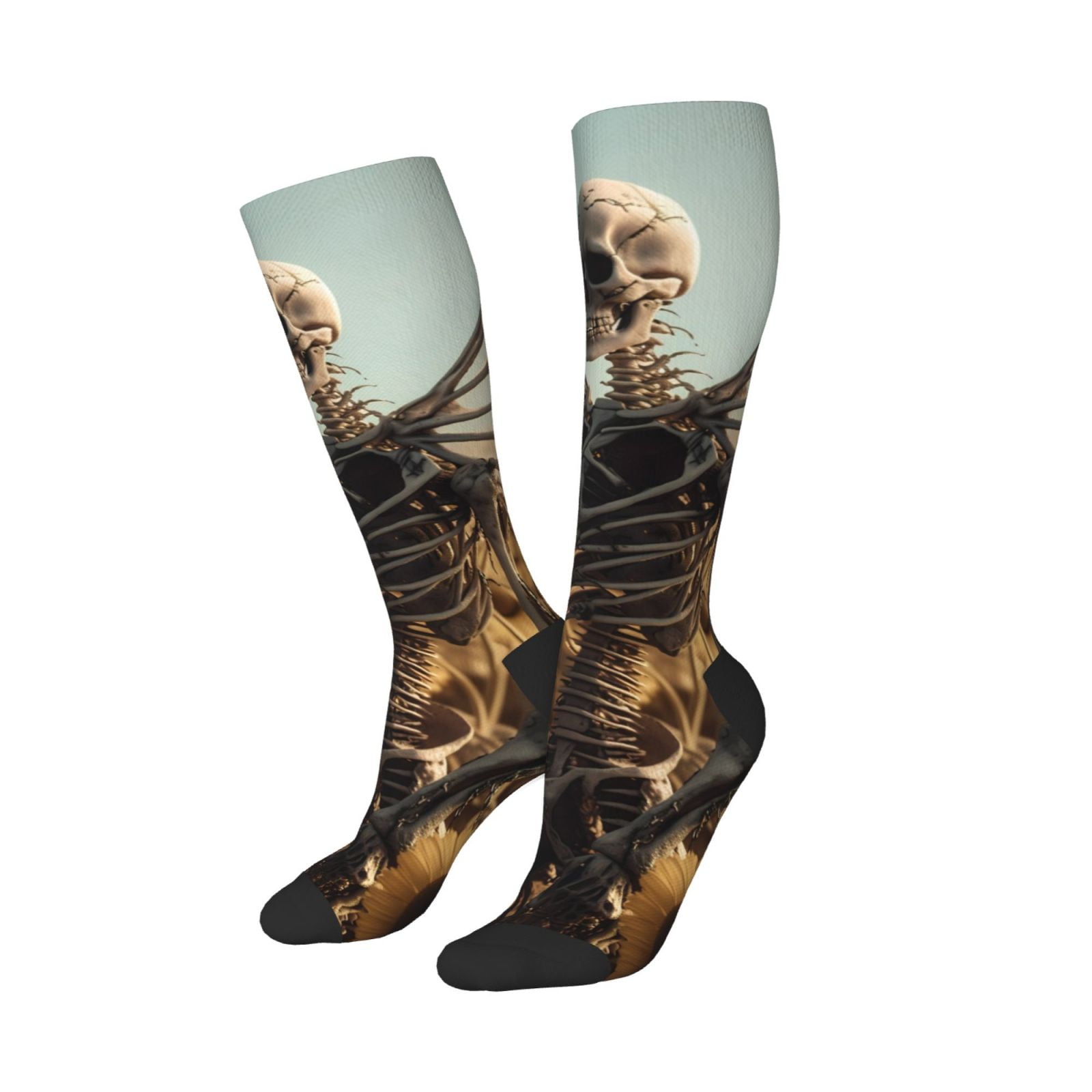 Picia Women Crew Soft Moisture-wicking Socks Skull Butterfly Sunflower ...