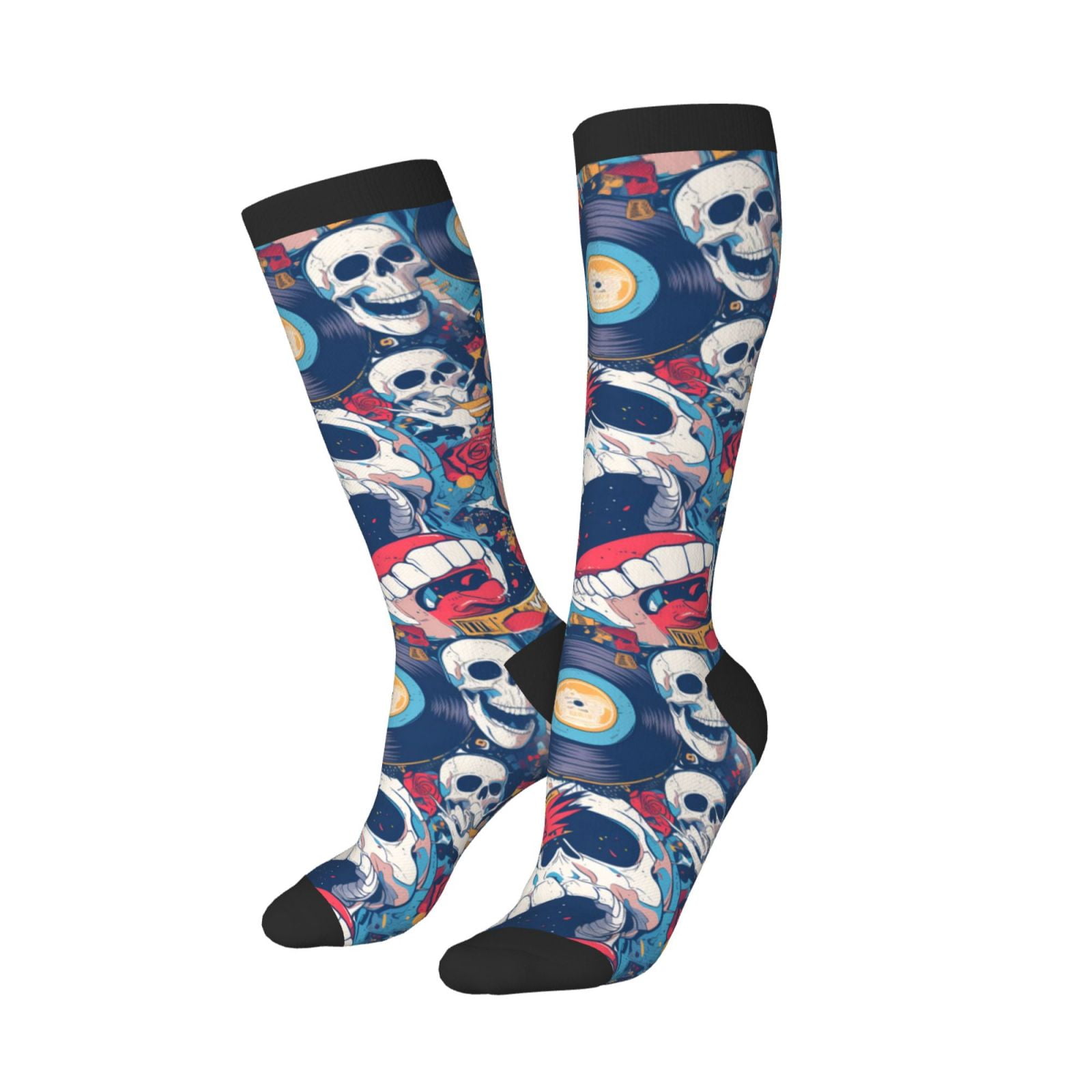 Picia Women Crew Soft Moisture-wicking Socks cool rock Skull Pattern ...