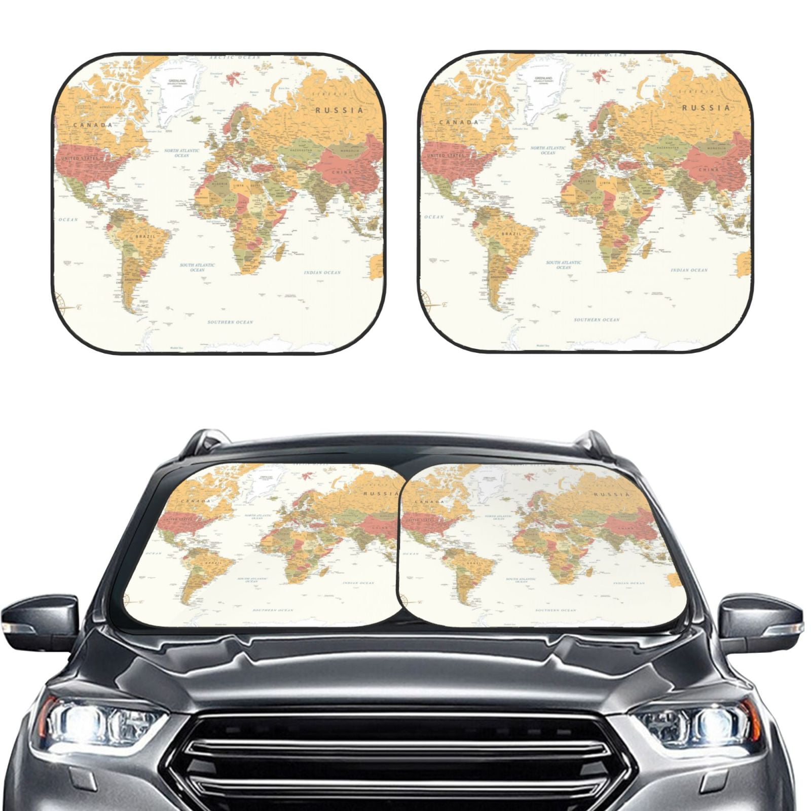 Picia World Map 1 2 Piece Car Windshield Sun Shade Foldable | Foldable ...