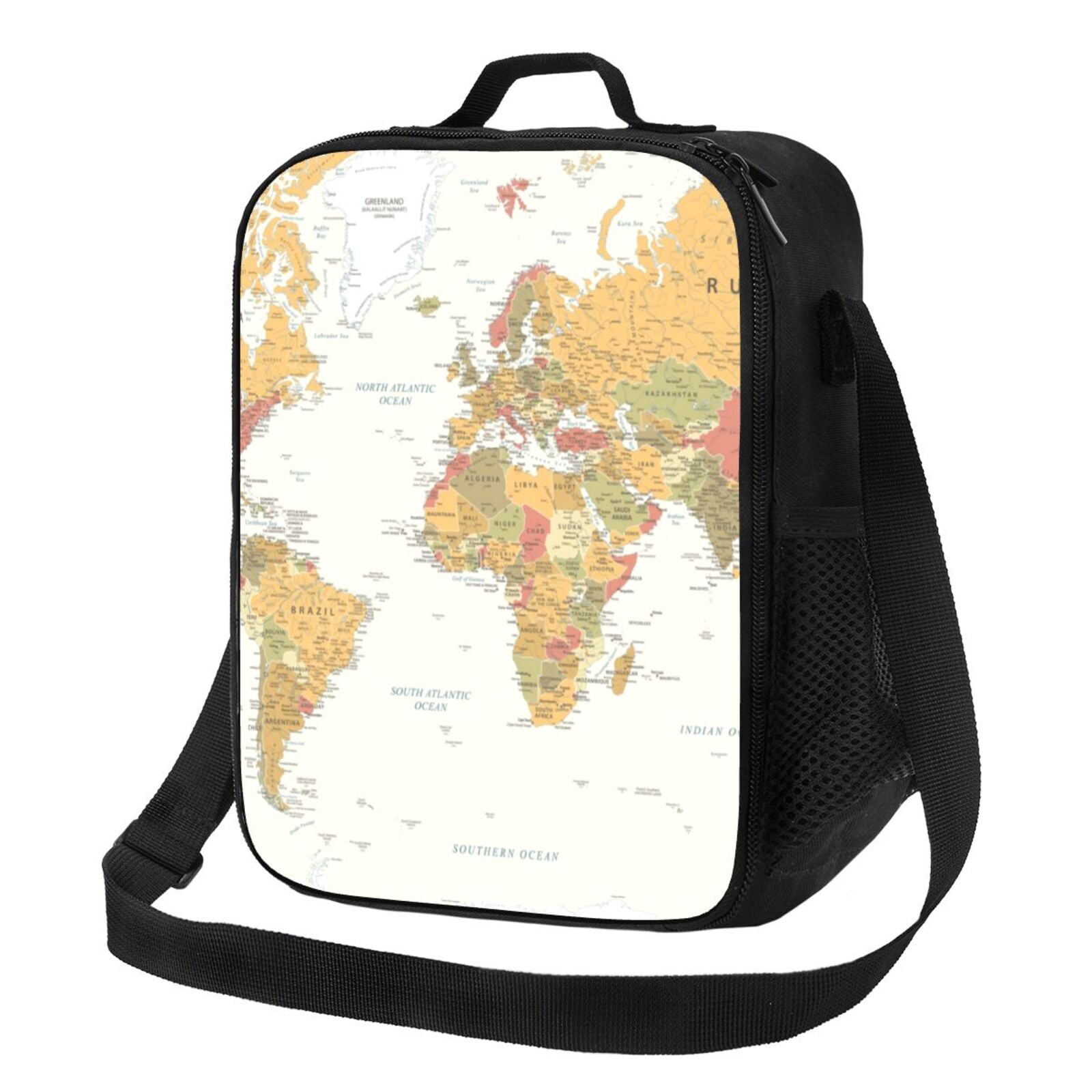Picia World Map 1 Lunch box Lunch bag for men women Large capacity ...