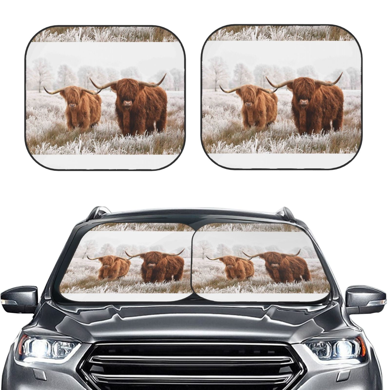 Picia Yak 2 Piece Car Windshield Sun Shade Foldable | Foldable Sun ...