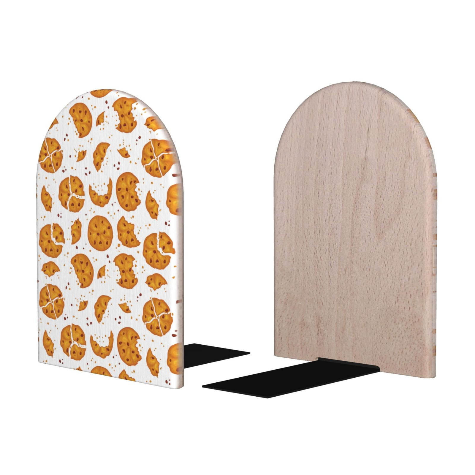 Picia Yellow Biscuit Pattern Wood Bookends for Shelves,Non-slip ...