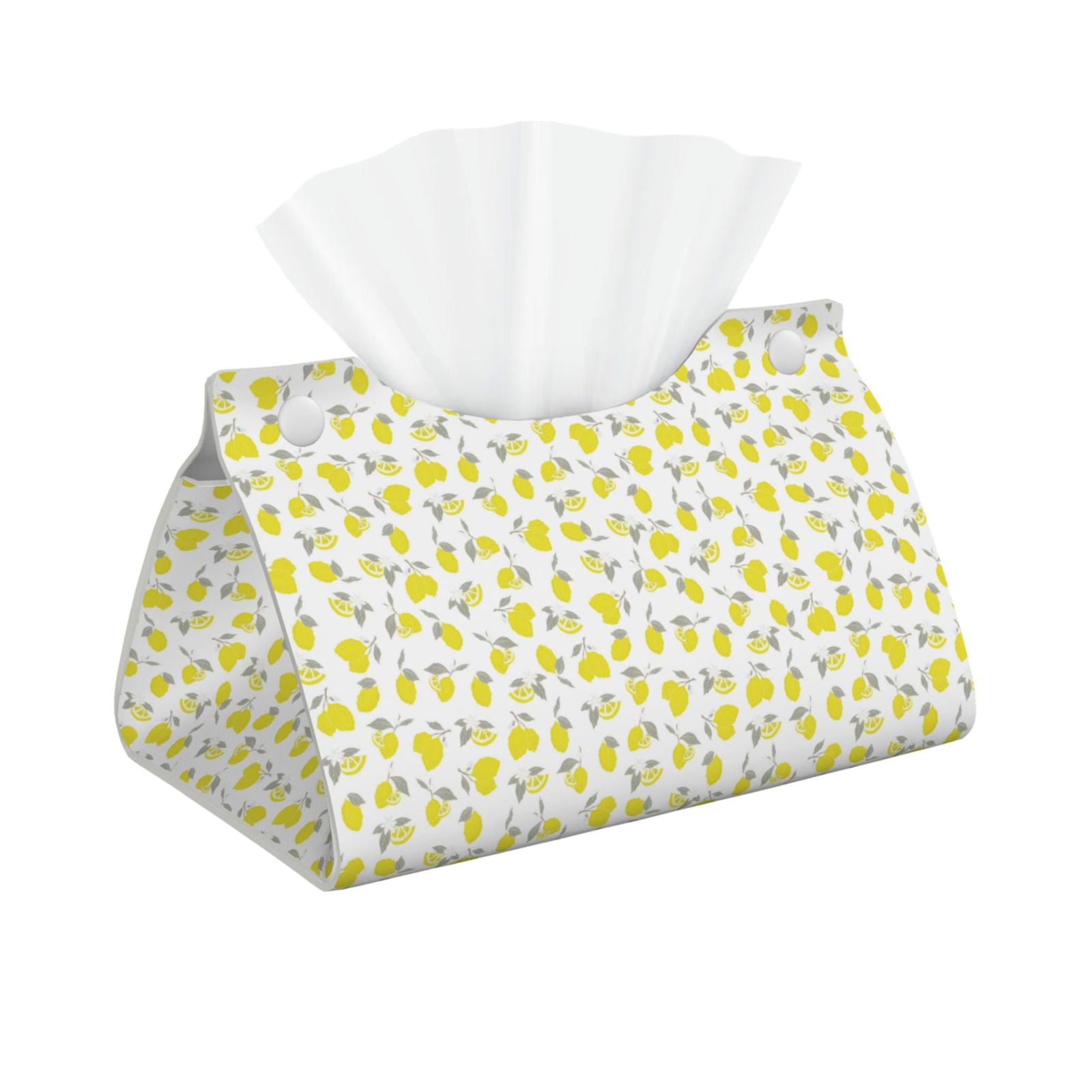 Picia Yellow Lemon Leaves Pattern Long Tissue Box Cover,PVC Leather ...