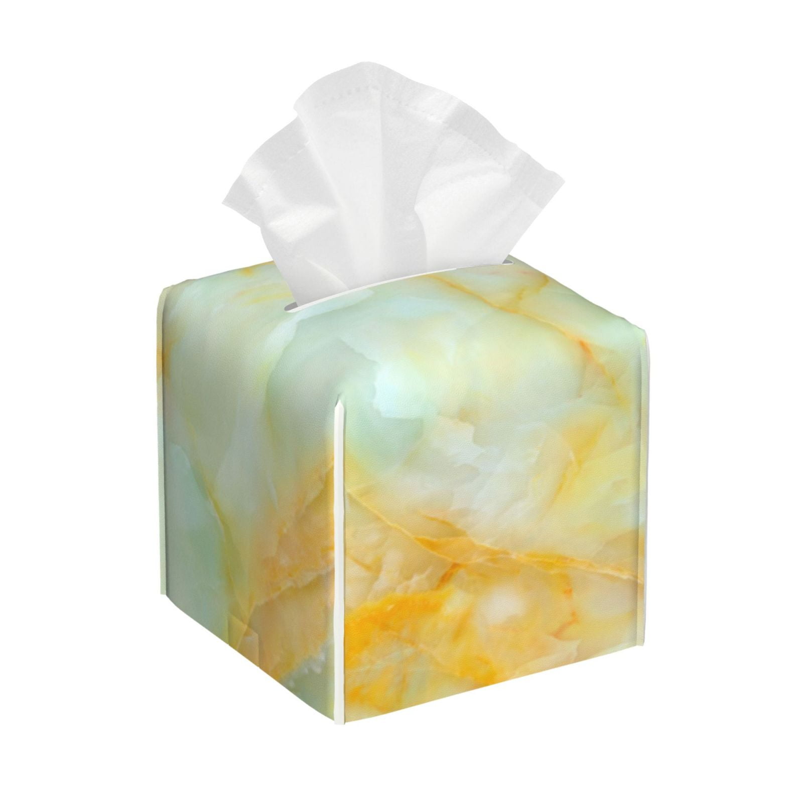 Picia Yellow With Teal Marble Pattern Tissue Box Cover,PVC Leather ...