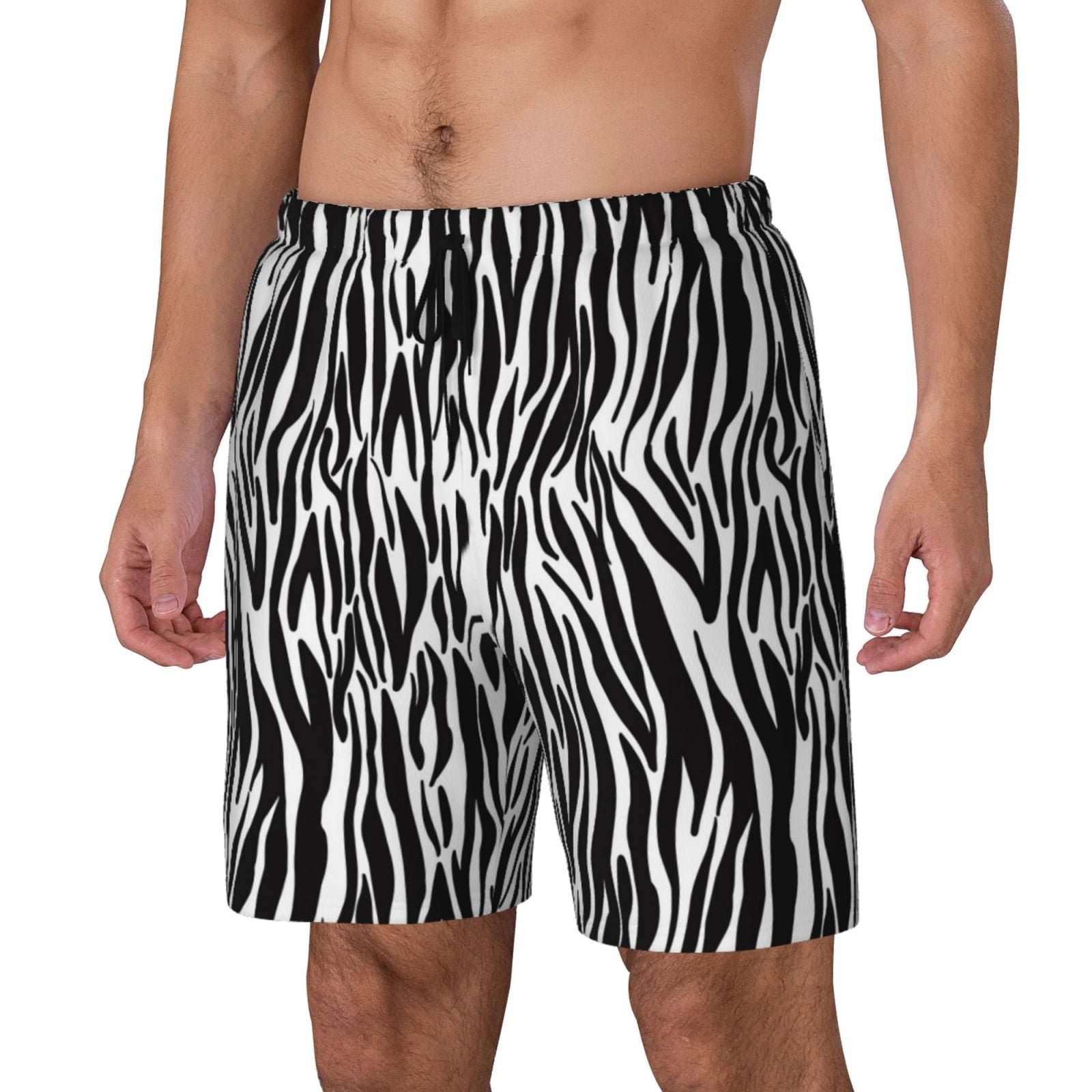 Picia Zebra pattern Mens Swim Trunks with Compression Liner Stretch ...