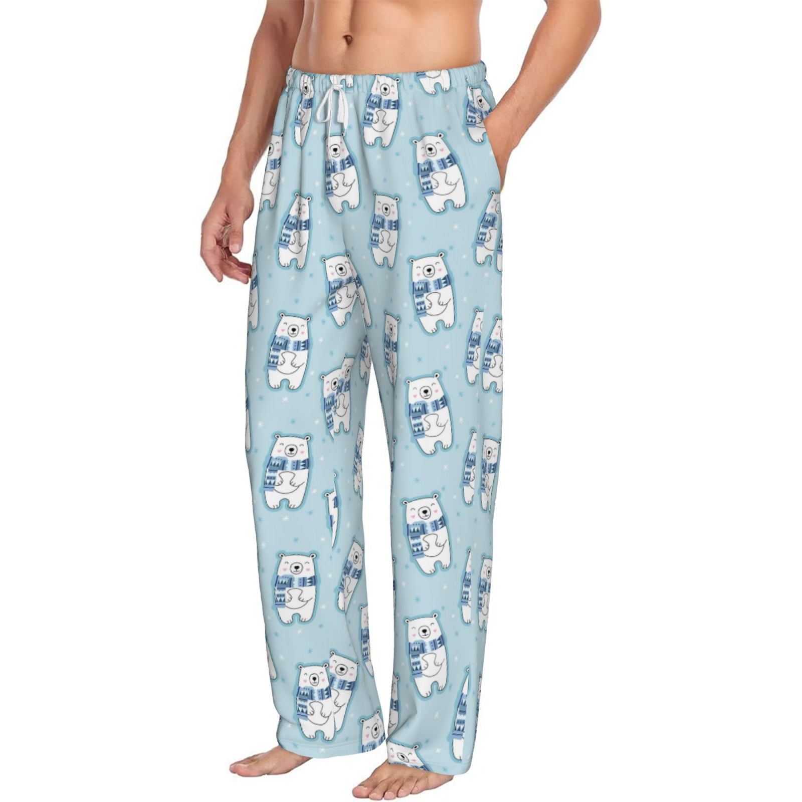 Picia blue Scarf Bear Mens Soft Woven Cotton Elastic Waistband Sleep ...
